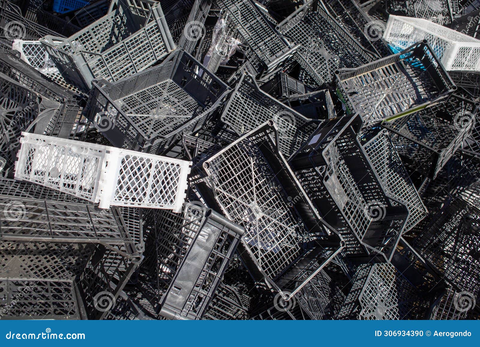 Heap of Plastic Crates Prepared for Recycling Stock Photo - Image of ...