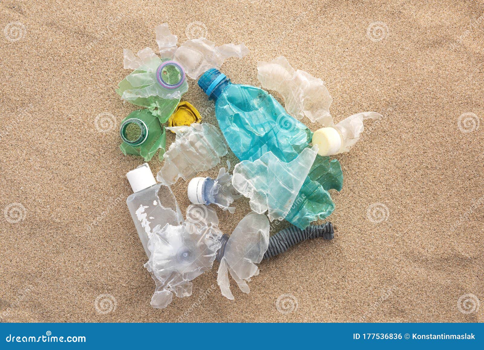 Heap of Plastic Garbage on Sand Stock Photo - Image of garbage ...