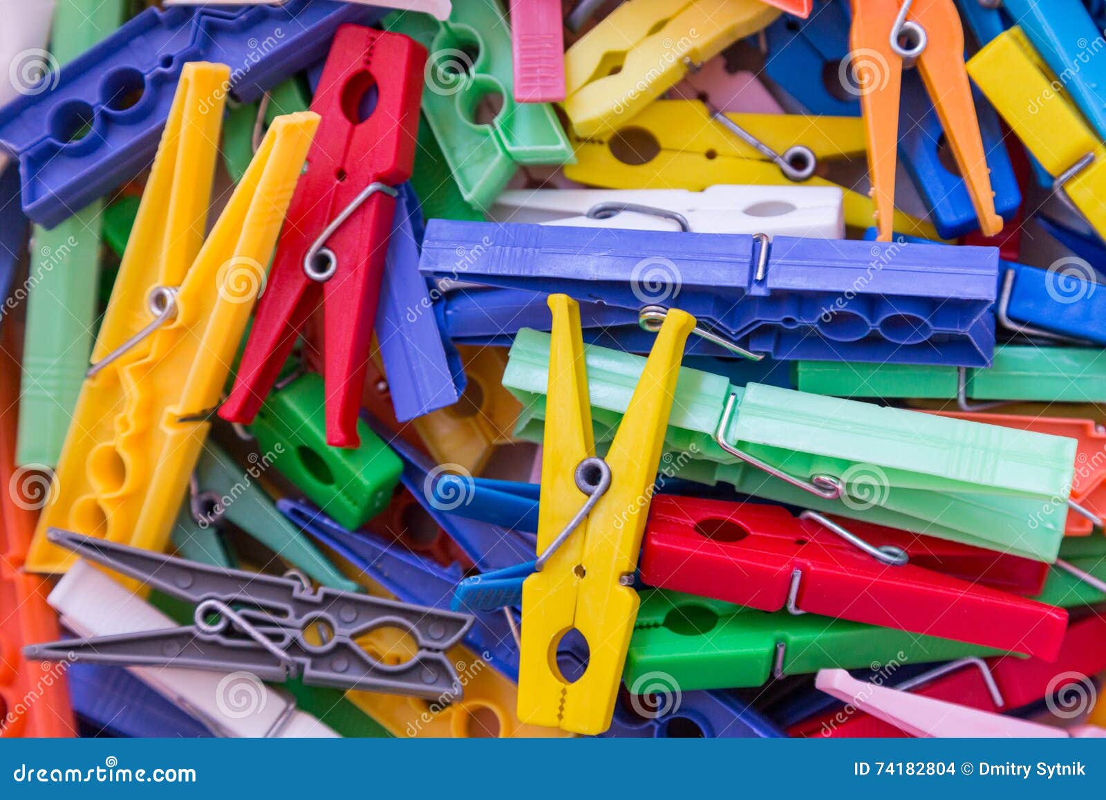 Heap of Plastic Laundry Clothespin in Vivid Colors Stock Photo - Image ...
