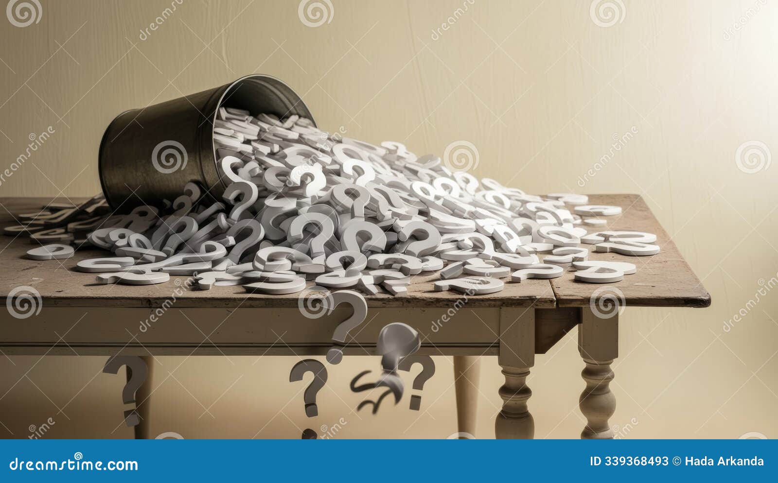Heap of Question Marks on Table, Concept Representing Confusion ...