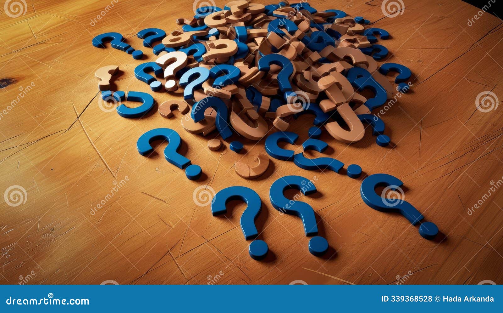 Heap of Question Marks on Table, Concept Representing Confusion ...