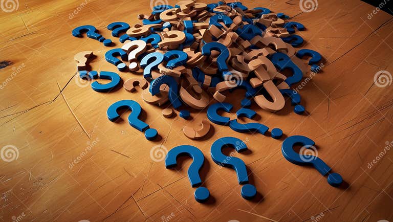 Heap of Question Marks on Table, Concept Representing Confusion ...