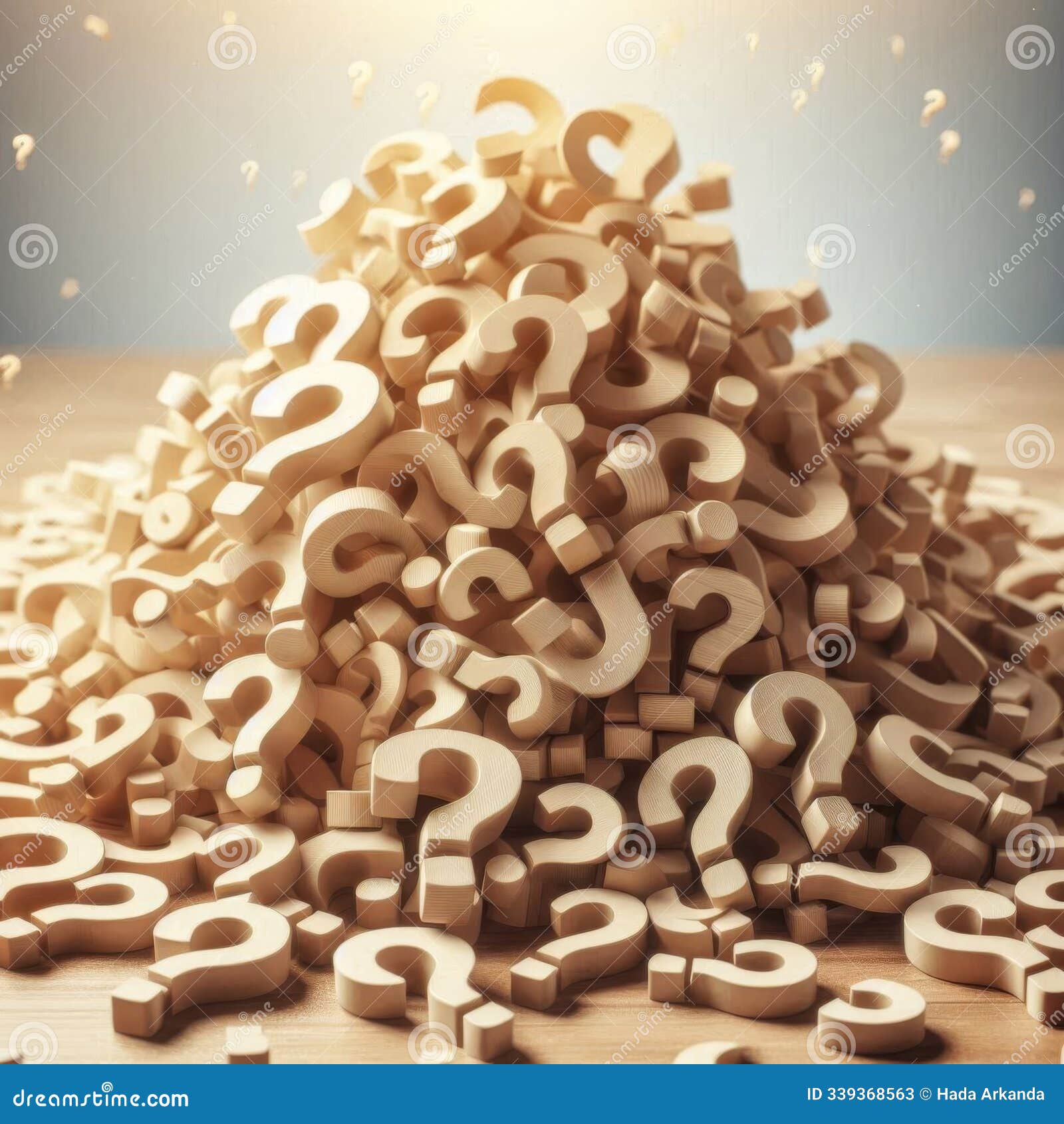 Heap of Question Marks on Table, Concept Representing Confusion ...