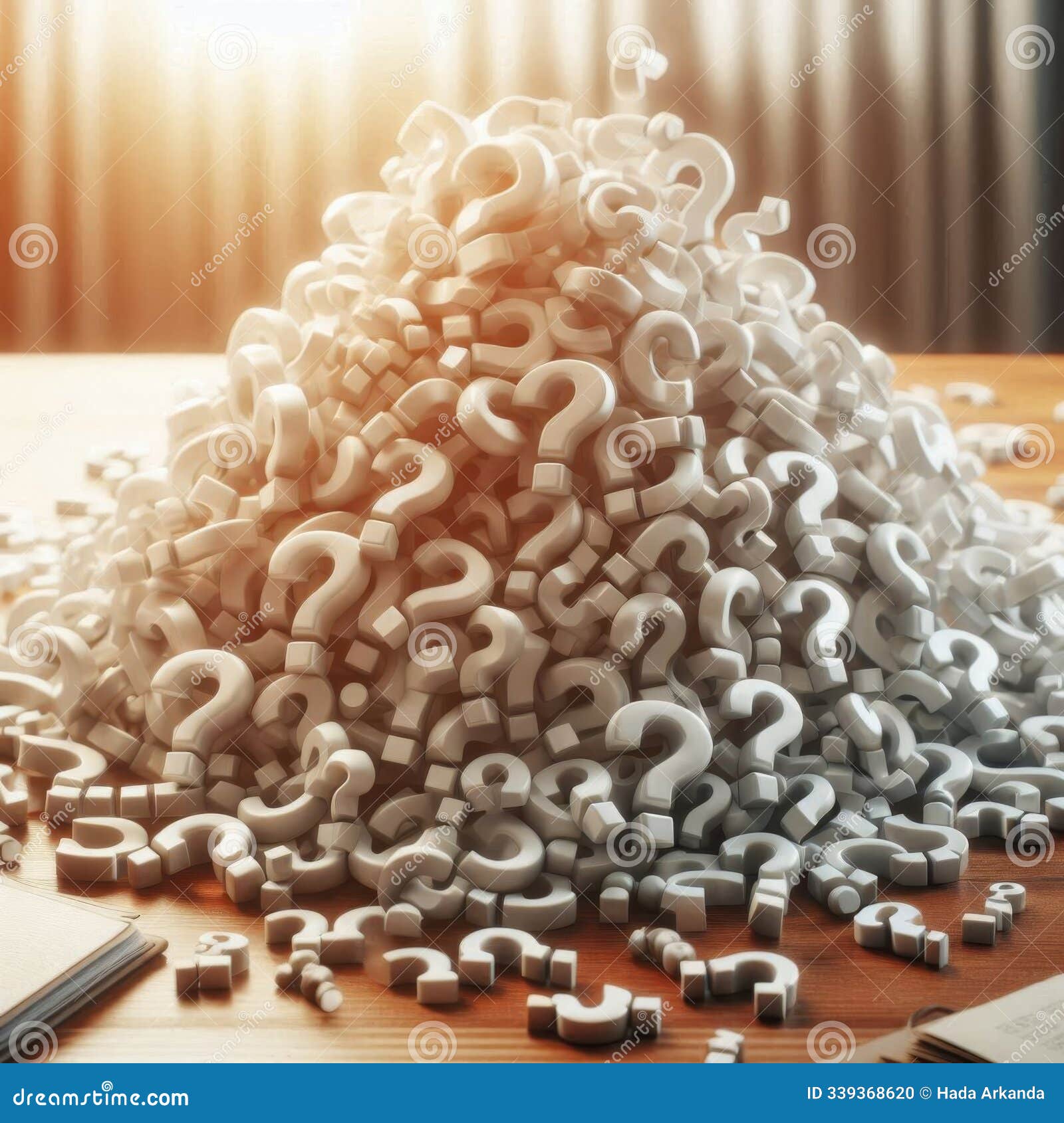 Heap of Question Marks on Table, Concept Representing Confusion ...