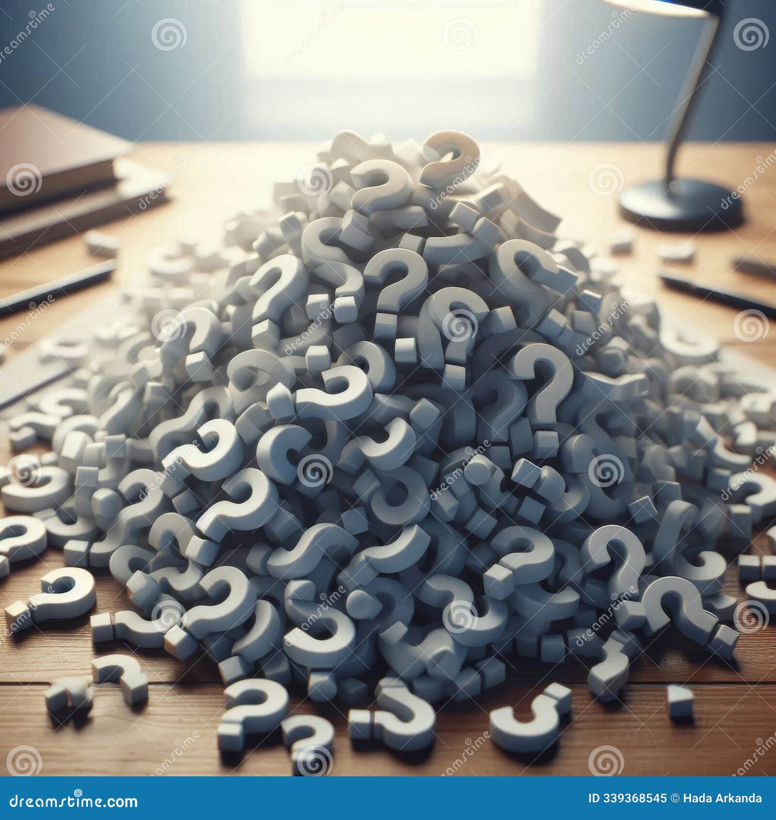 Heap of Question Marks on Table, Concept Representing Confusion ...