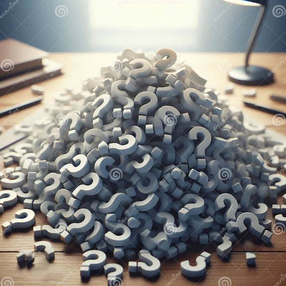 Heap of Question Marks on Table, Concept Representing Confusion ...