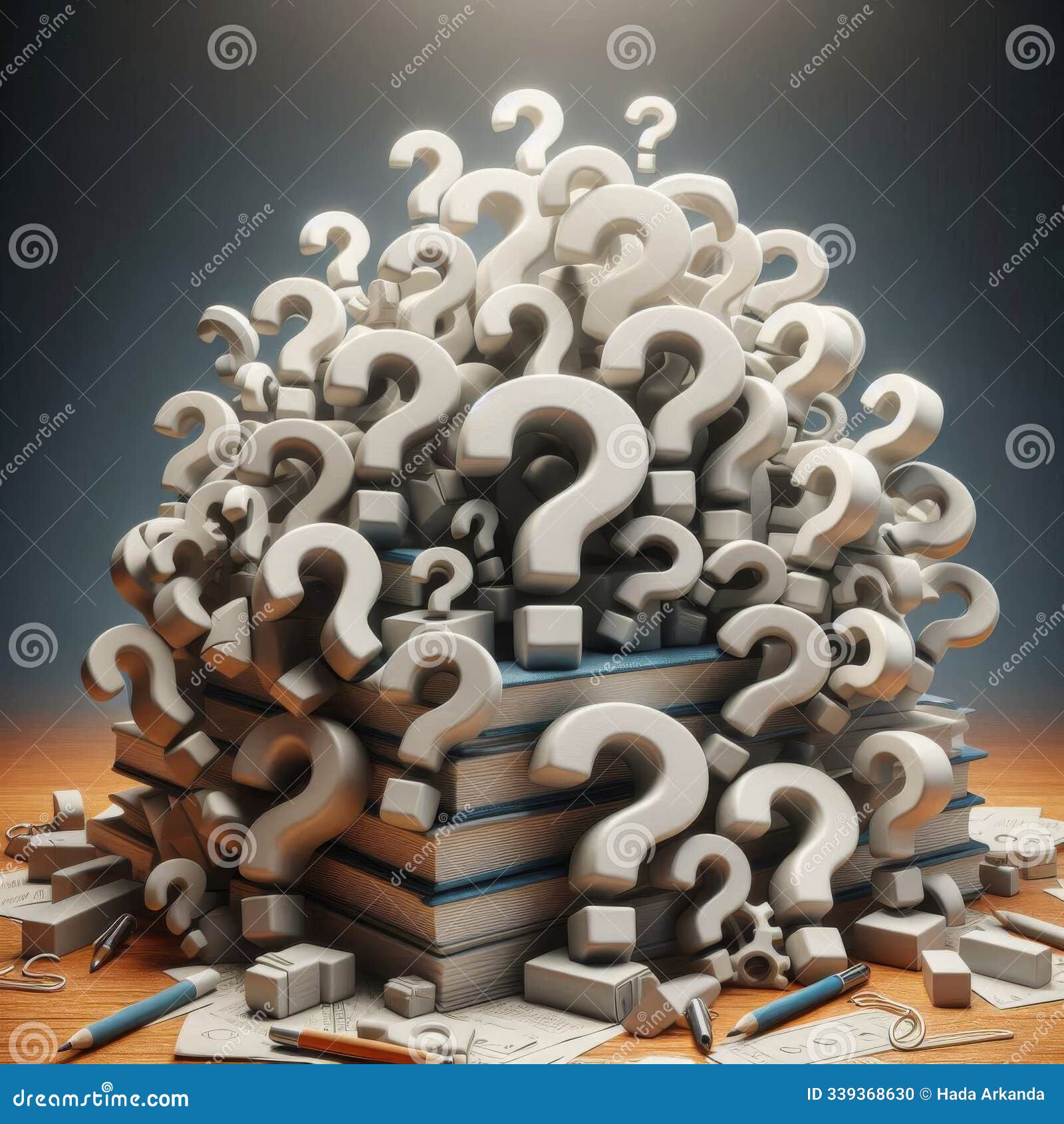 Heap of Question Marks on Table, Concept Representing Confusion ...