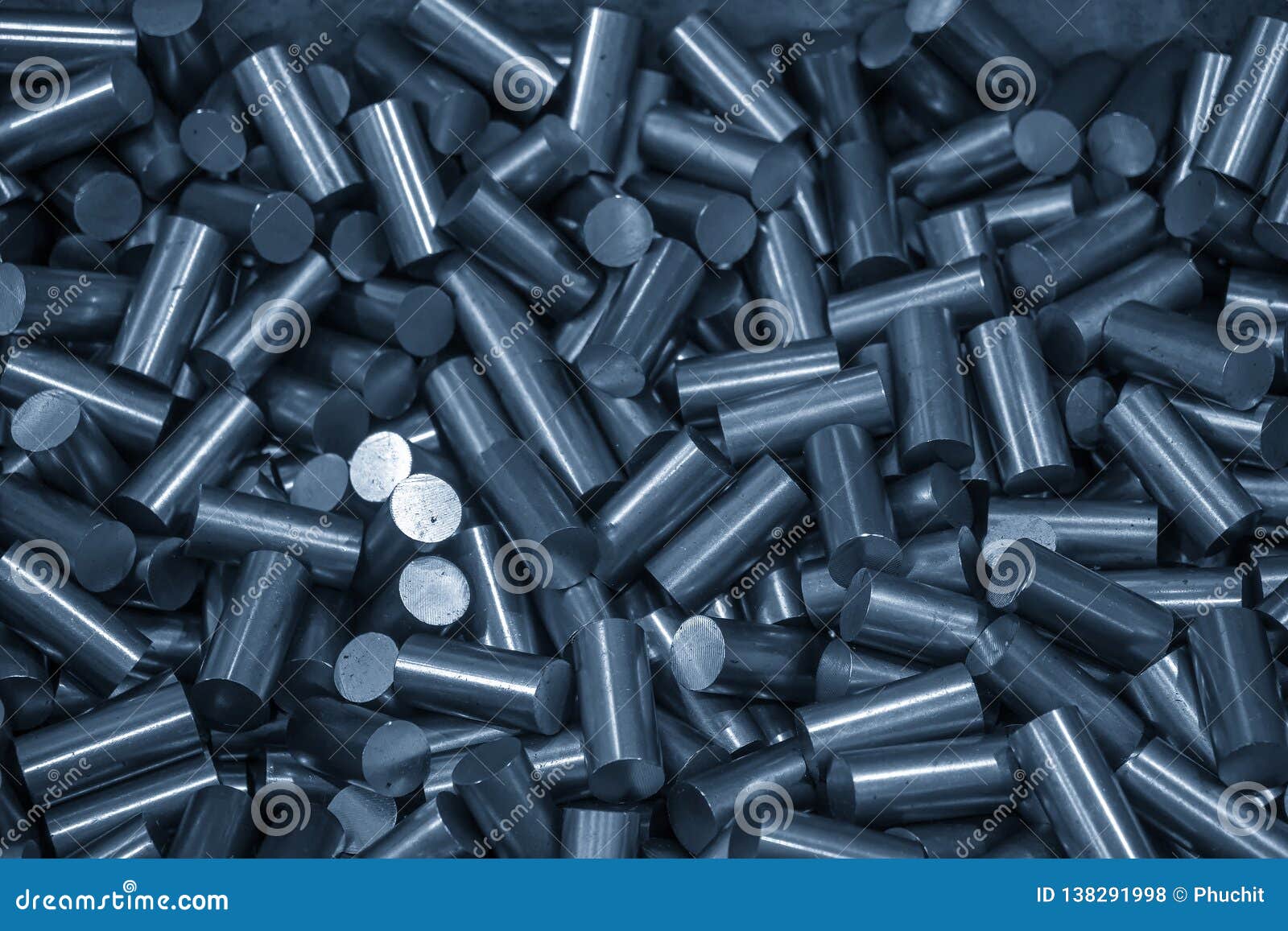 The Heap of Raw Material Rod in the Light Blue Scene. Stock Photo ...