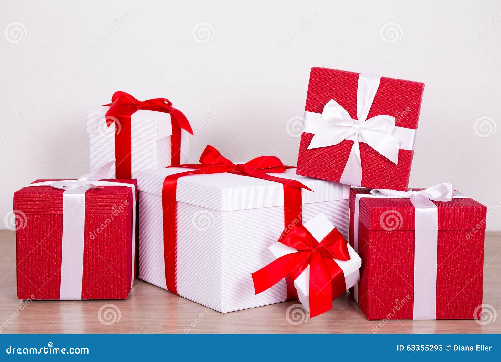 Heap of Red and White Present Boxes Stock Image - Image of party ...