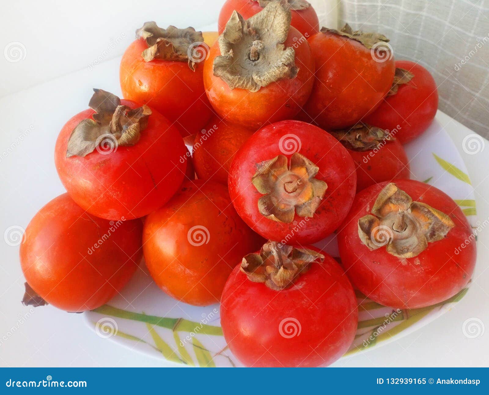 Heap of Ripe Persimmon at Dish Stock Image - Image of dish, persimmon ...
