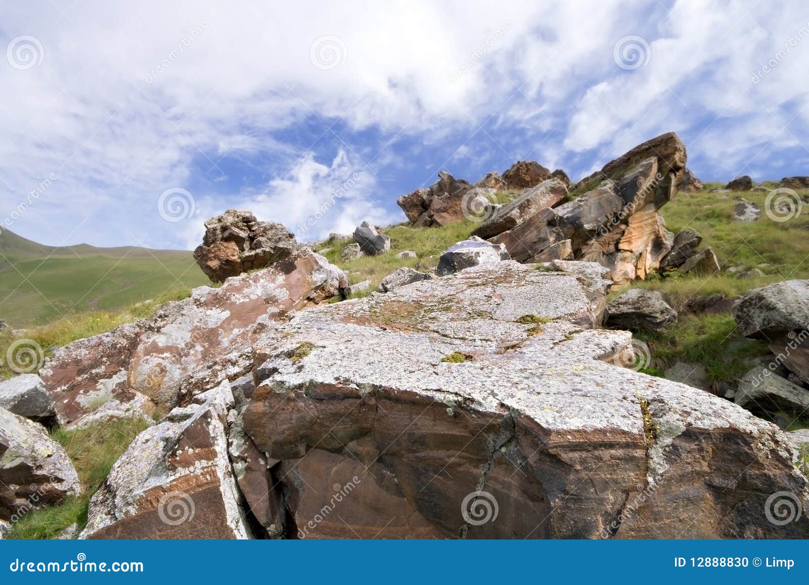 Heap of Rocks in the Valley in Caucasus Mountains Stock Photo - Image ...