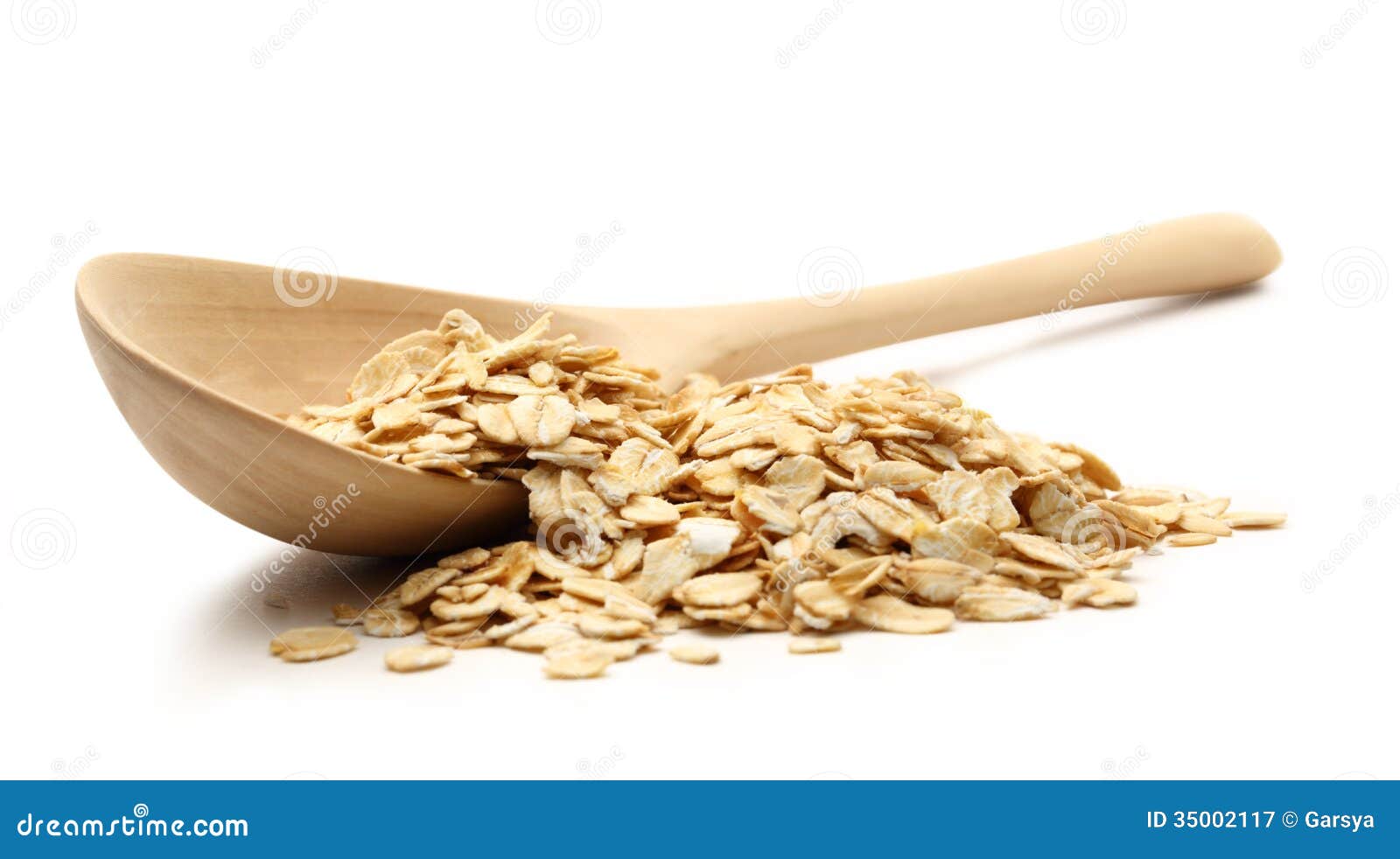 Heap of Rolled Oats with Wooden Spoon Stock Image - Image of uncooked ...