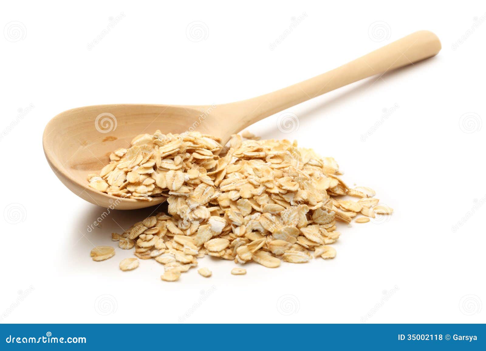 Heap of Rolled Oats with Wooden Spoon Stock Photo - Image of cereal ...