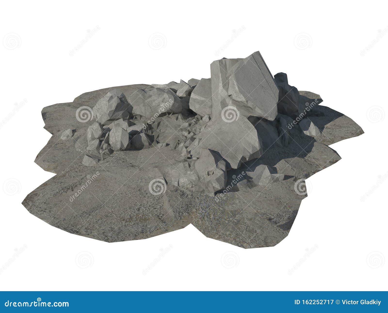 Heap of Rubble and Debris Isolated on White 3d Illustration Stock ...