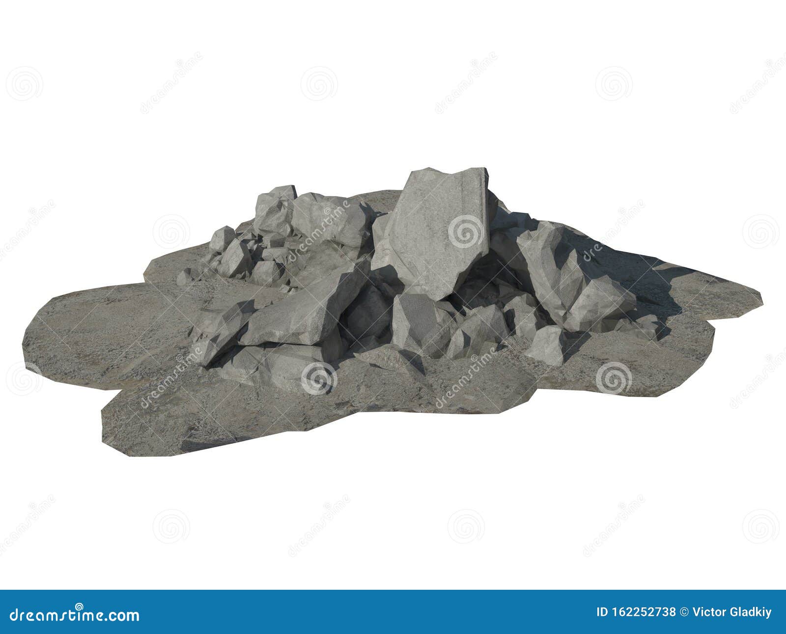 Heap of Rubble and Debris Isolated on White 3d Illustration Stock ...