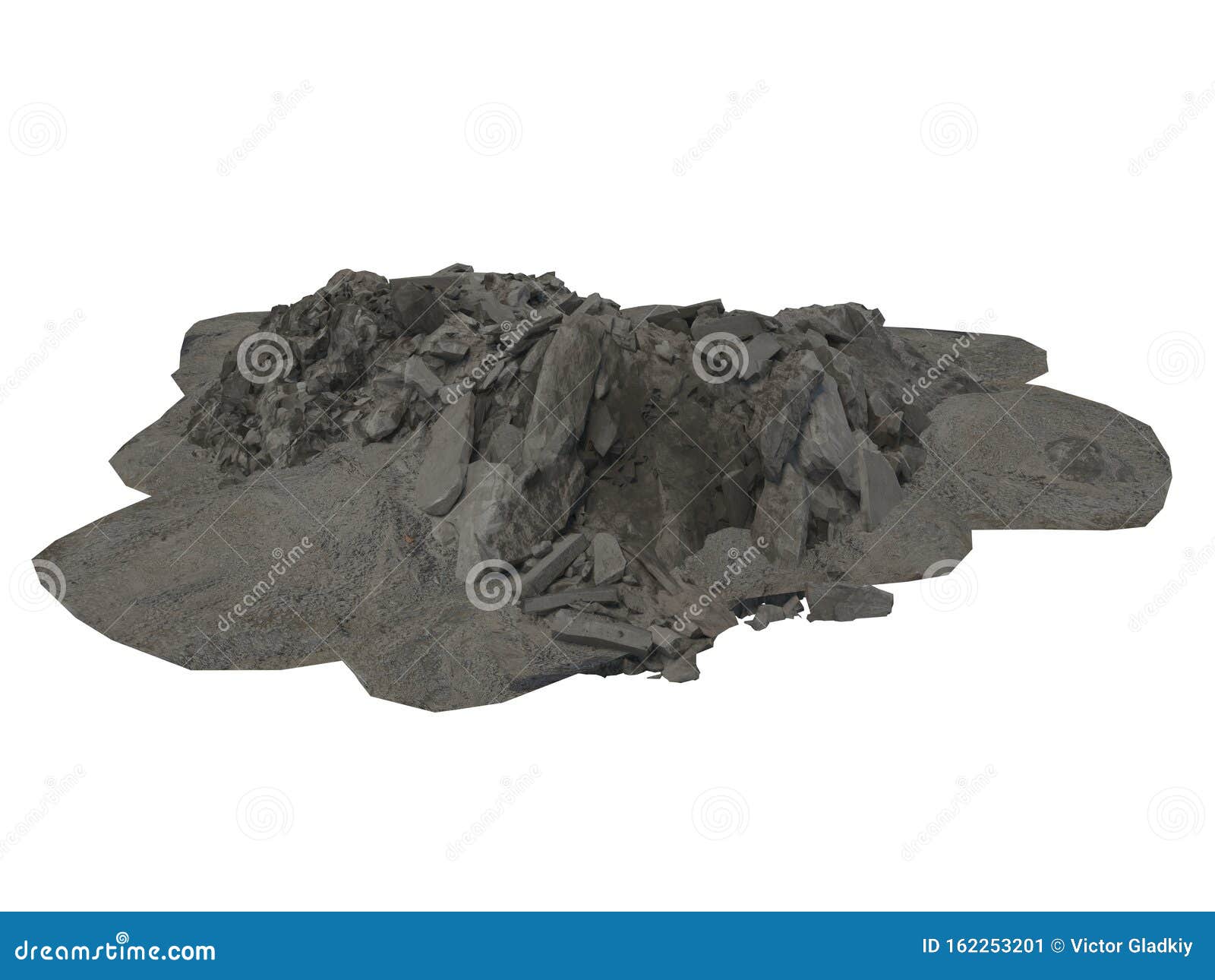 Heap of Rubble and Debris Isolated on White 3d Illustration Stock ...