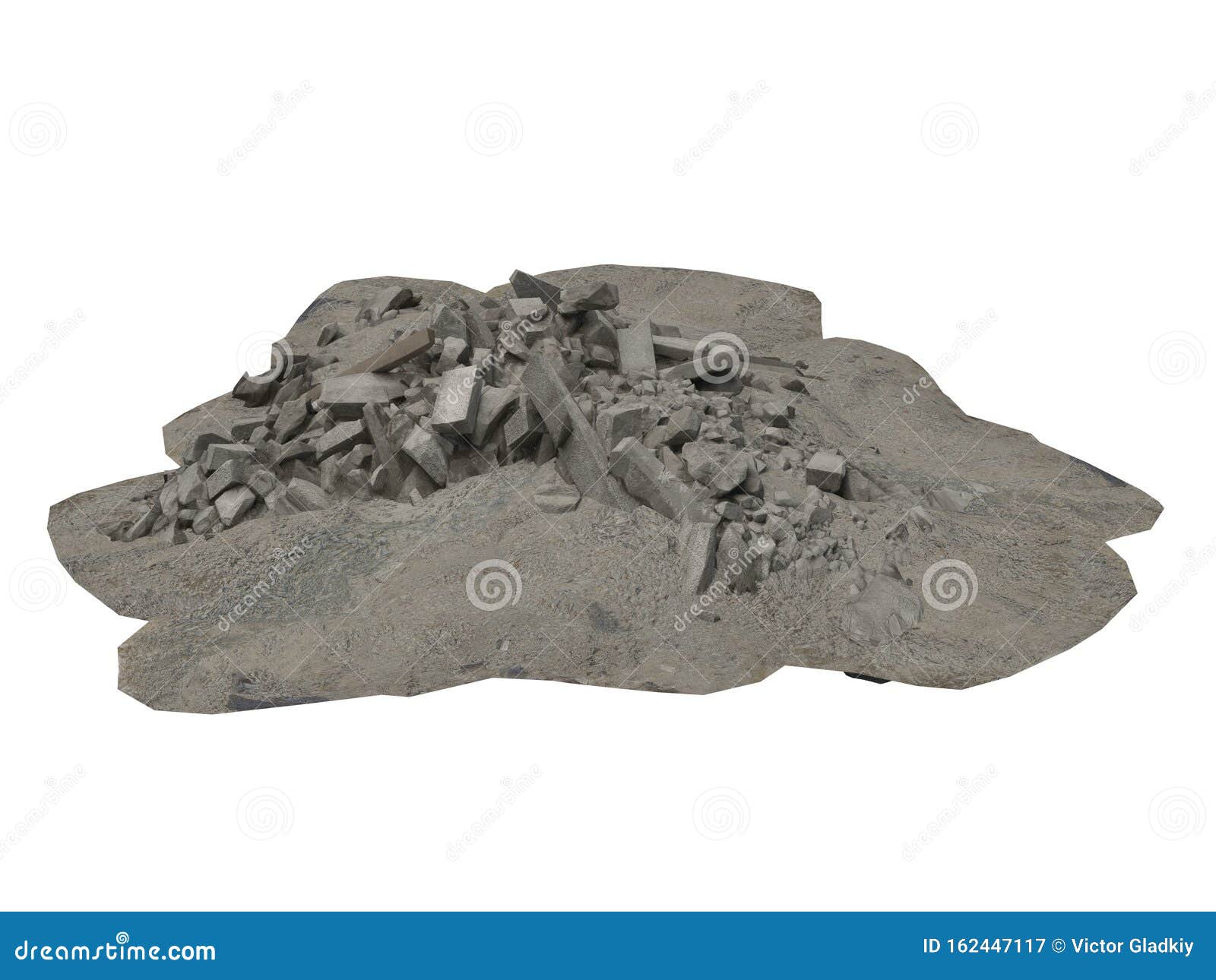Heap of Rubble and Debris Isolated on White 3d Illustration Stock ...