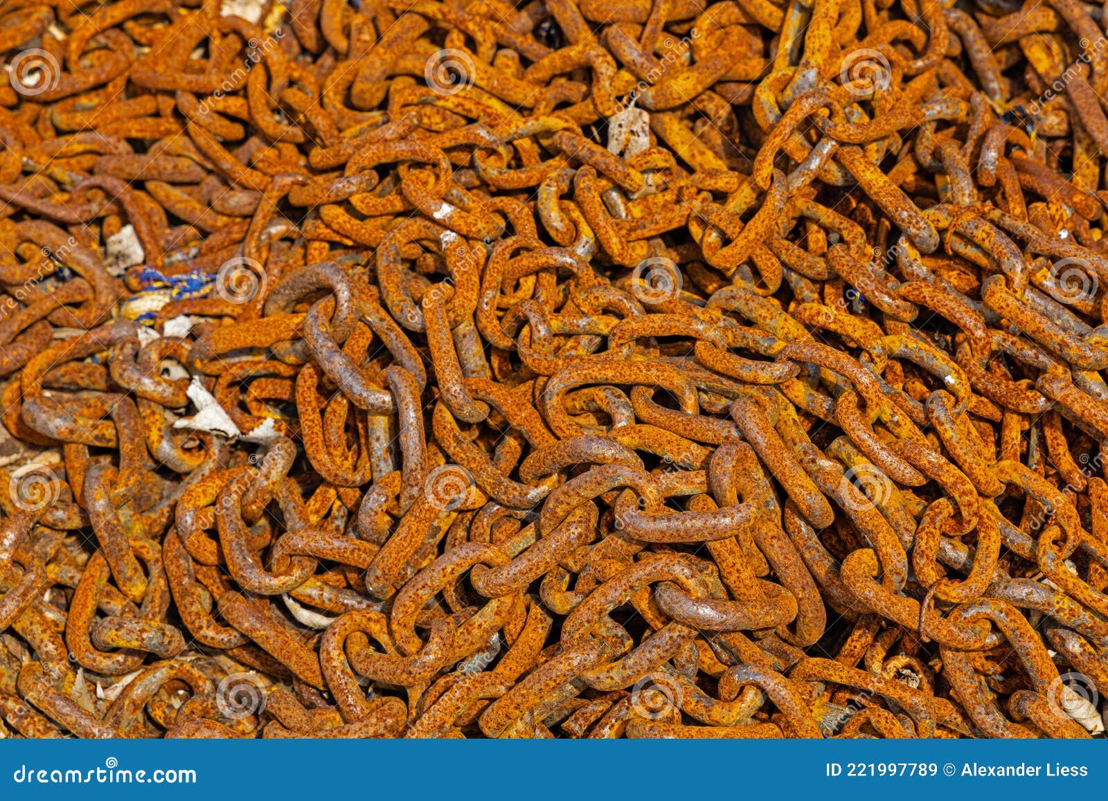 Heap of rusty iron chains stock image. Image of detail - 221997789