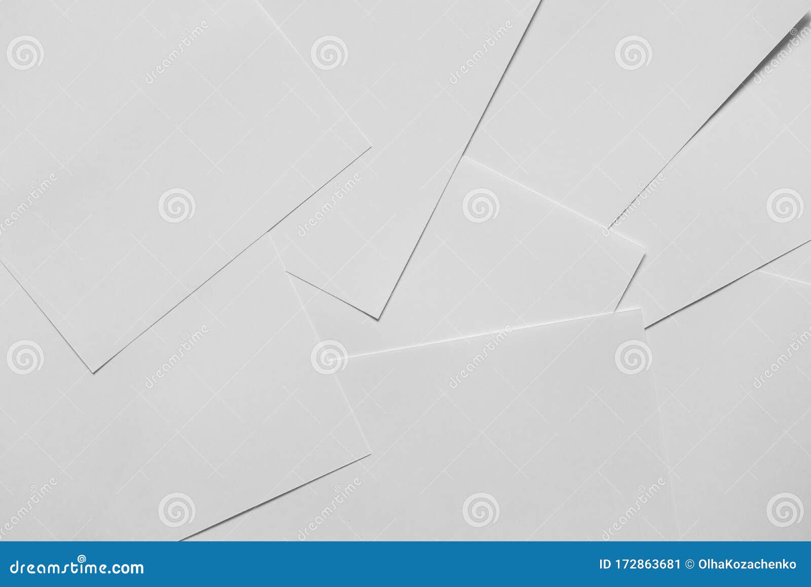 Heap of Scattered White Empty Clean Blank Paper Sheets. Top View ...