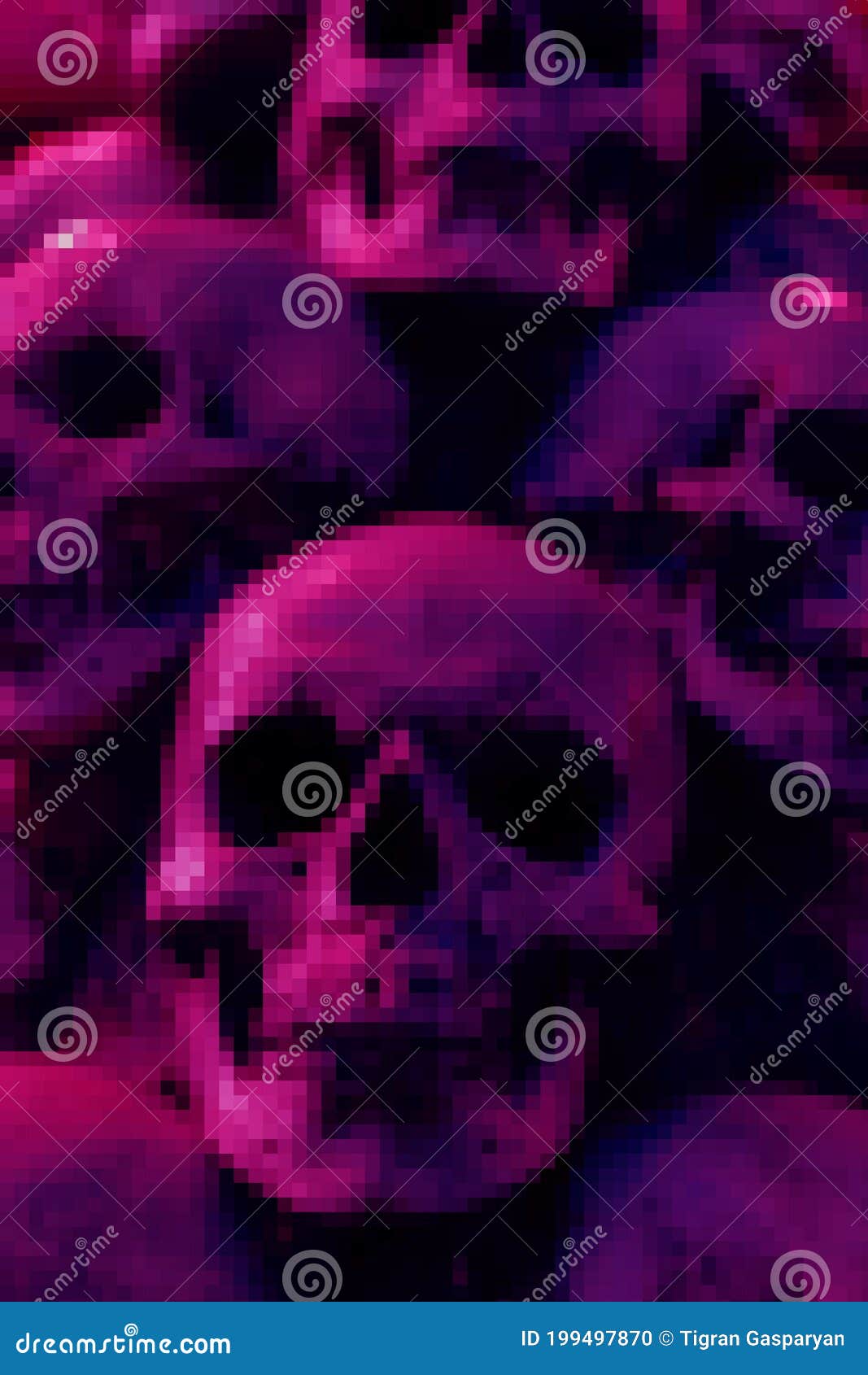 Heap of Skulls Pixelation Effect Background Stock Illustration ...