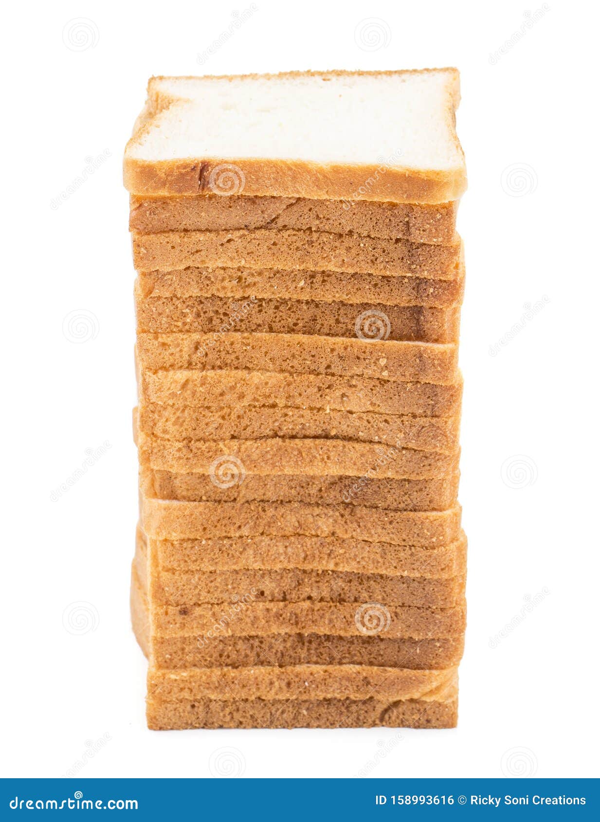 Heap of Stacked Sliced Bread on White Background Stock Photo - Image of ...
