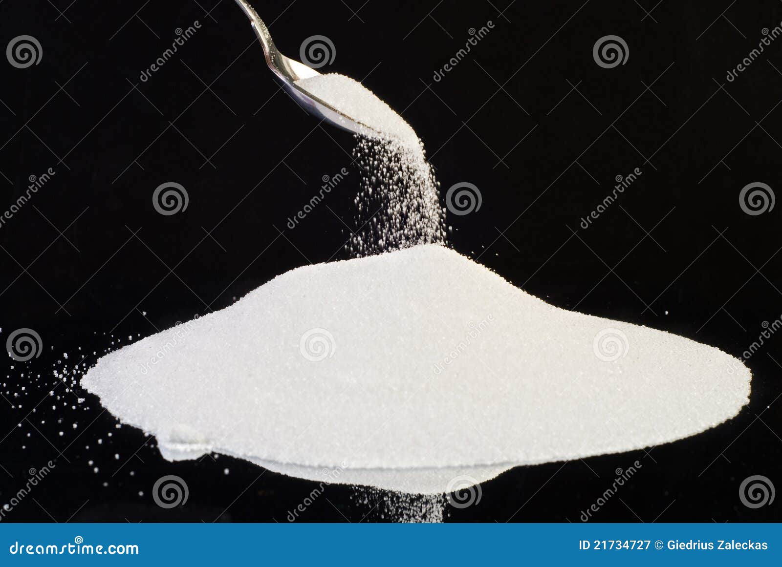 Heap of Sugar and a Teaspoon Stock Image - Image of black, utensil ...