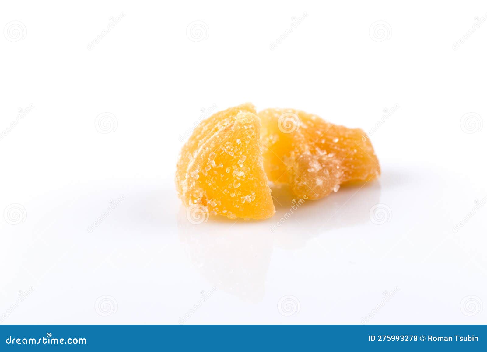 Heap of Sweat Candied Ginger Isolated on White Stock Photo - Image of ...