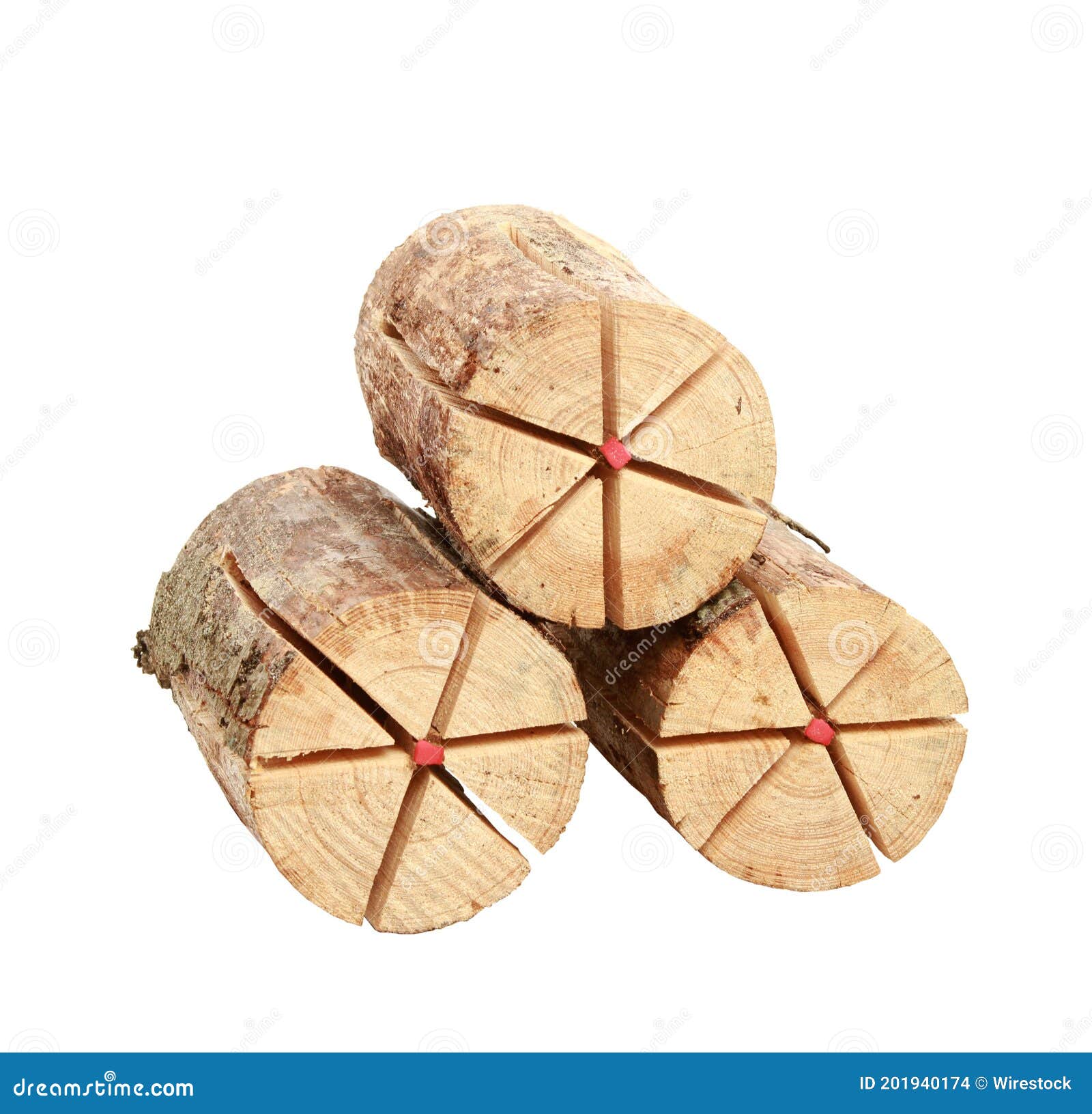 Heap of Three Logs with a Built in Lighter Isolated on a White Stock ...