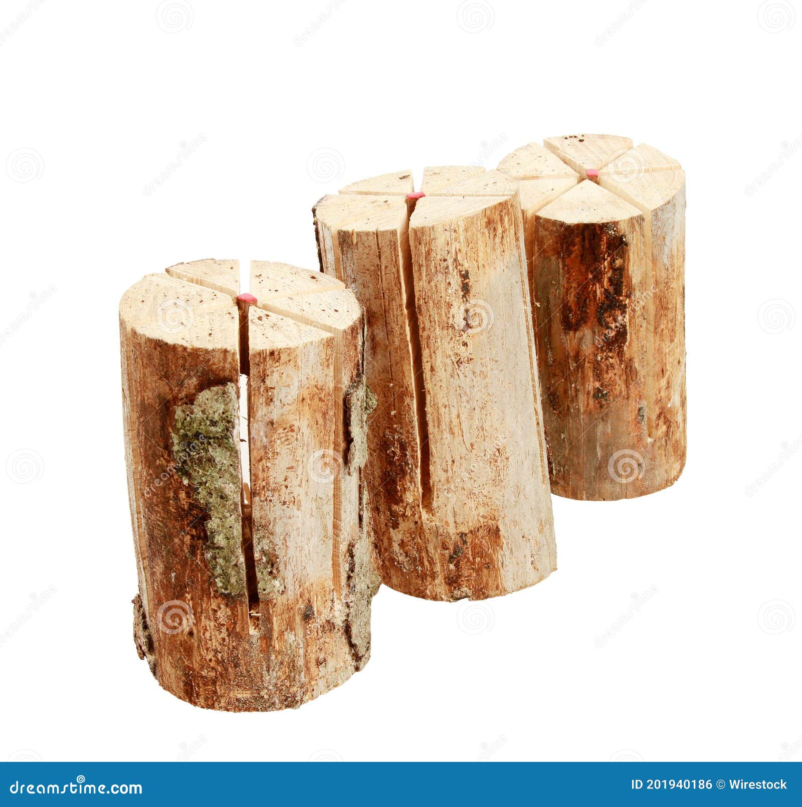 Heap of Three Logs with a Built in Lighter Isolated on a White Stock ...