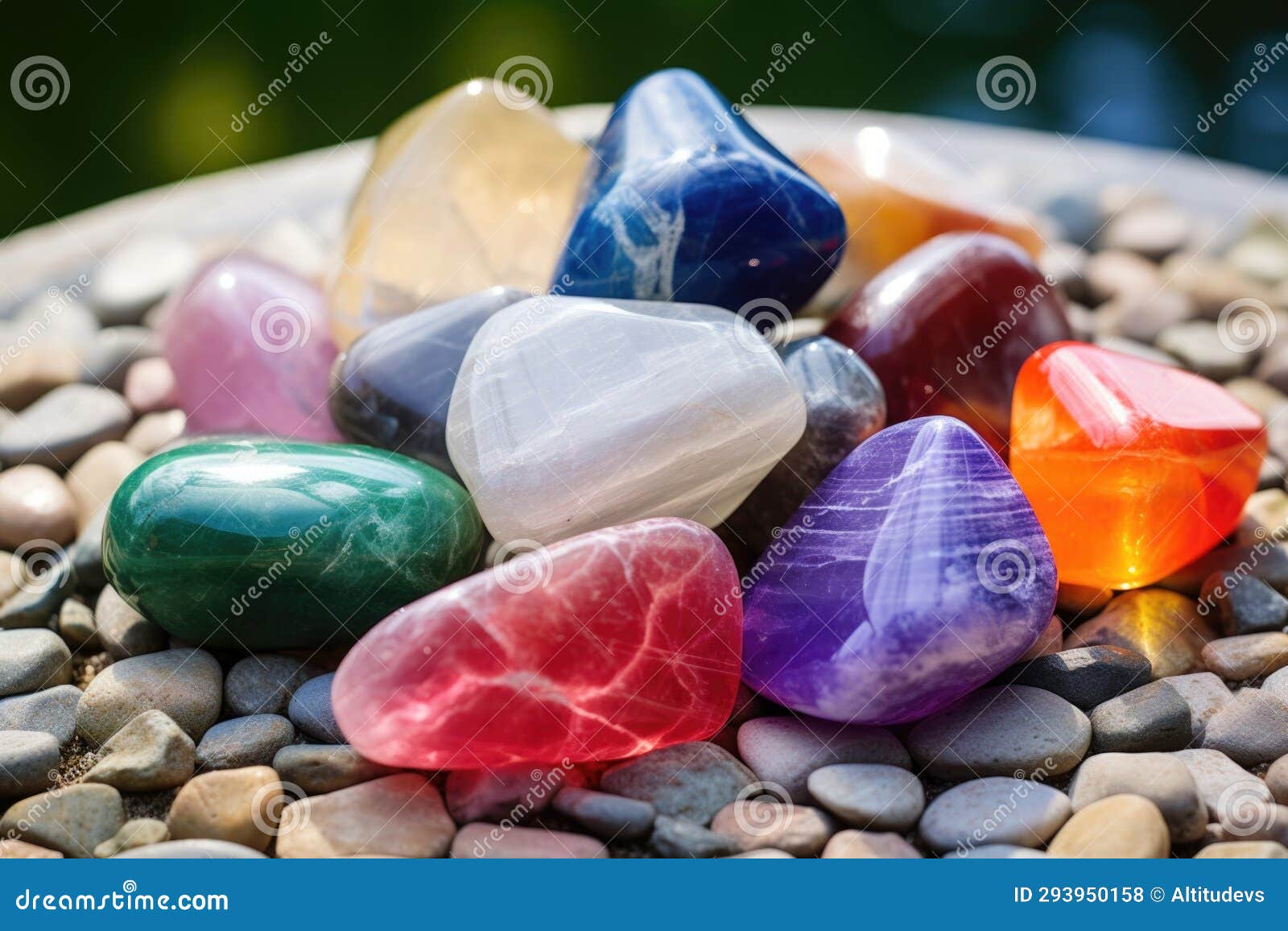Heap of Tumbled Stones in Rainbow Colors Representing Chakras Stock ...