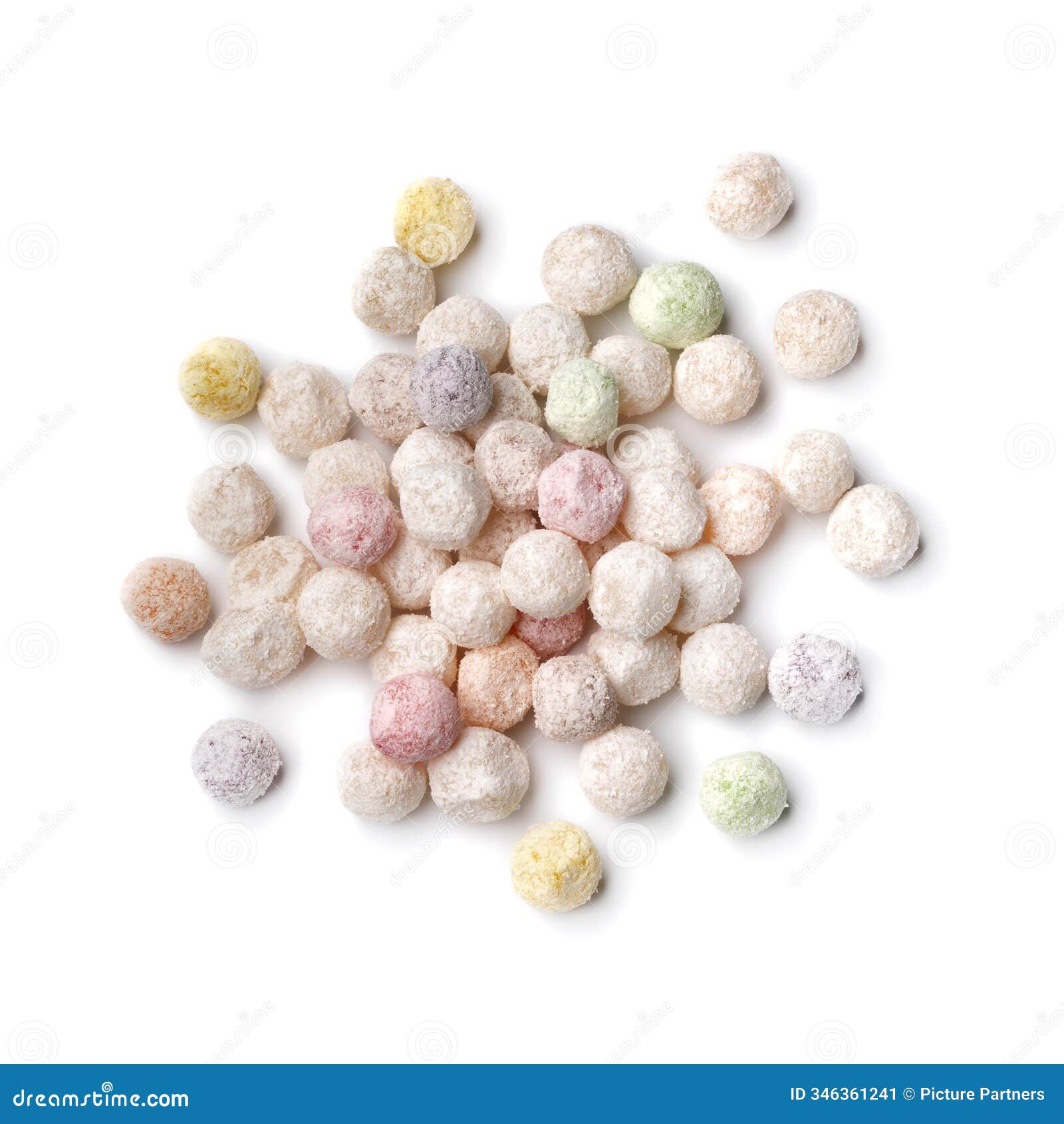 Heap of Uncooked Colorful Tapioca Pearls Close Up on White Background ...