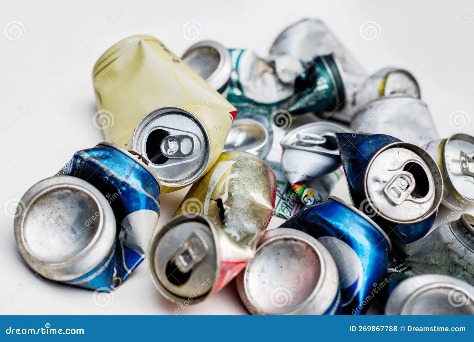 Heap of Used Cans. Waste Sorting and Waste Processing. Recyclable ...