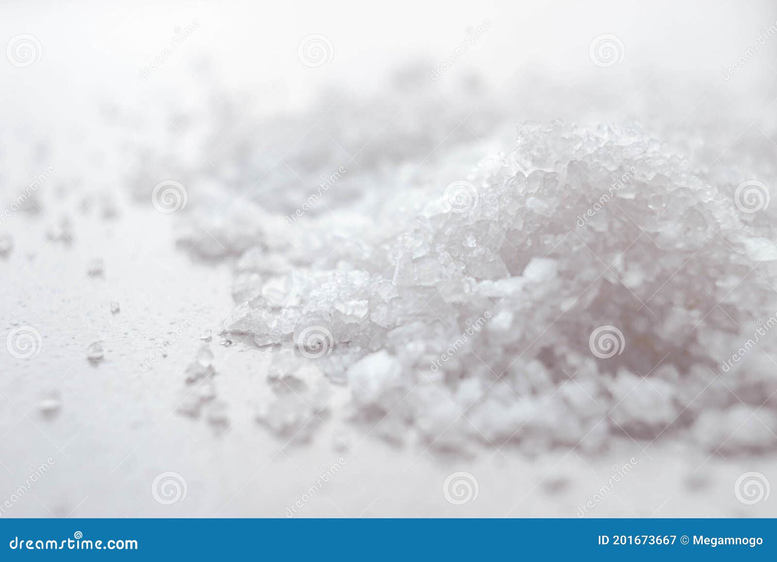 Heap of White Sea Salt on the Marble Table. Side View Stock Image ...