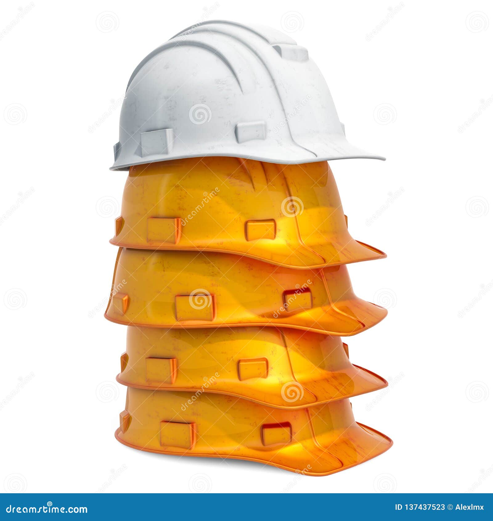 A Man In A White Hard Hat And Red Work Attire, Equipped With A Safety ...