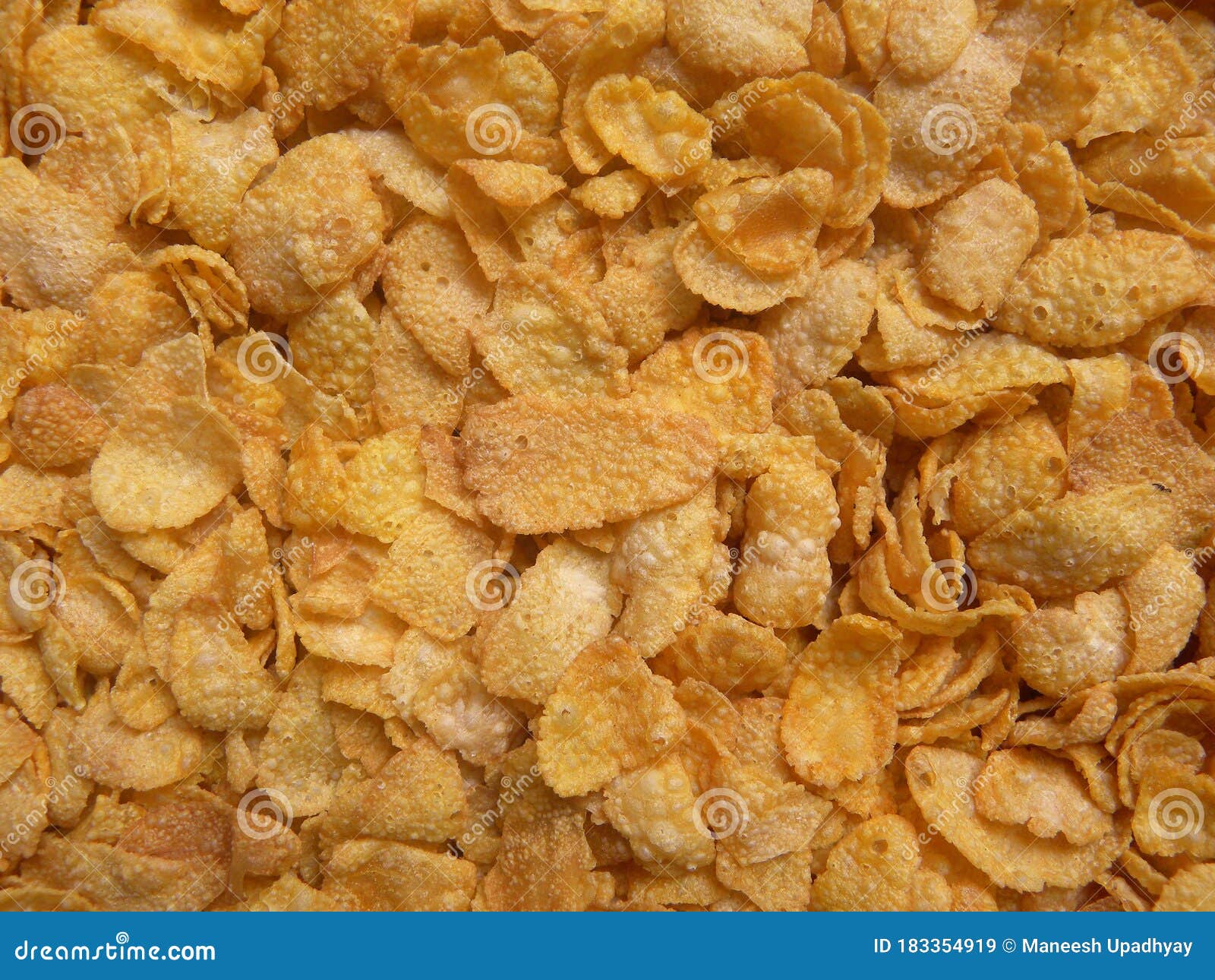 Heap of yellow Corn flakes stock image. Image of fiber - 183354919
