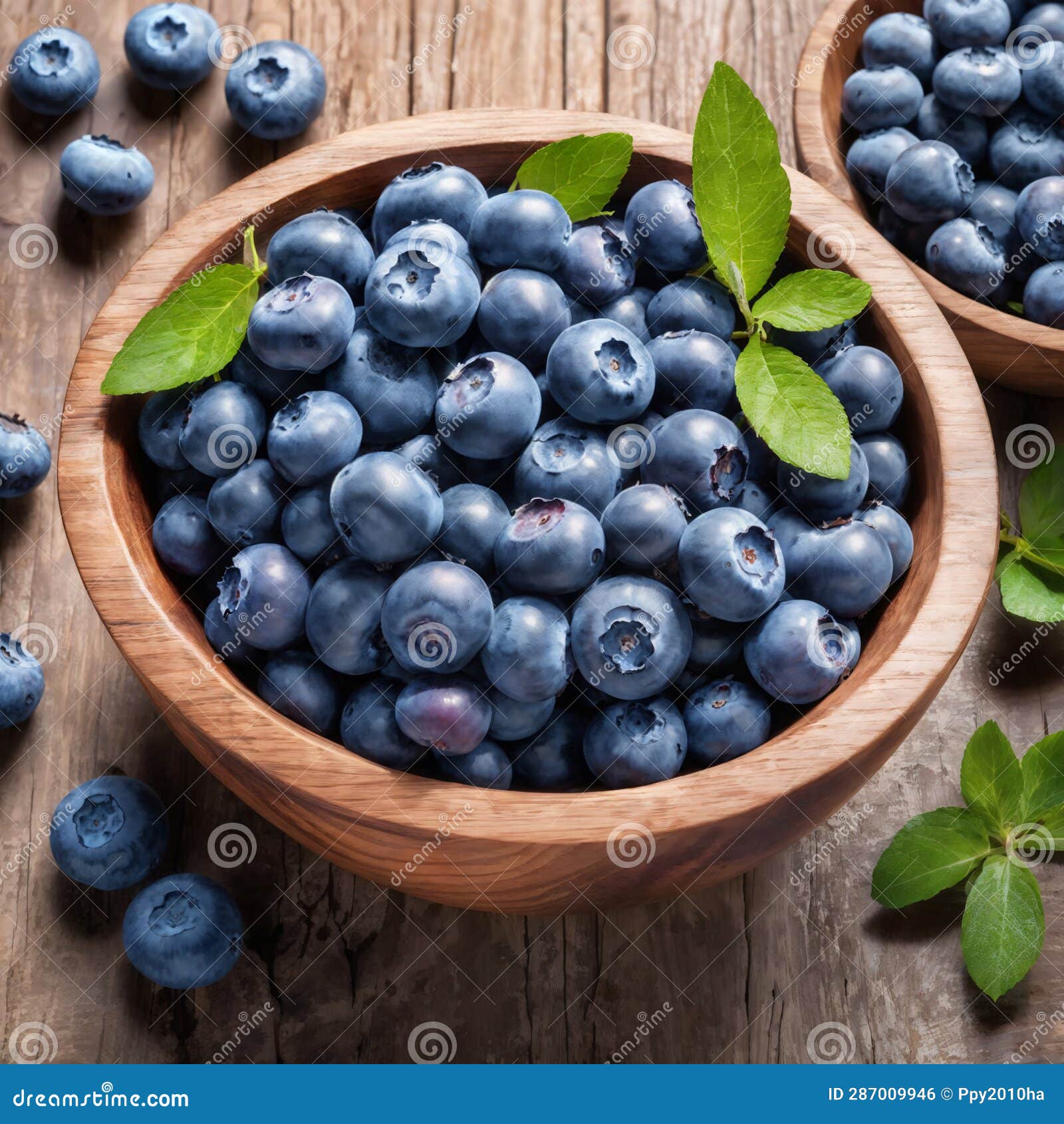 A Heaping Pile of Blueberries in a Pottery Bowl. Generative AI. Stock ...