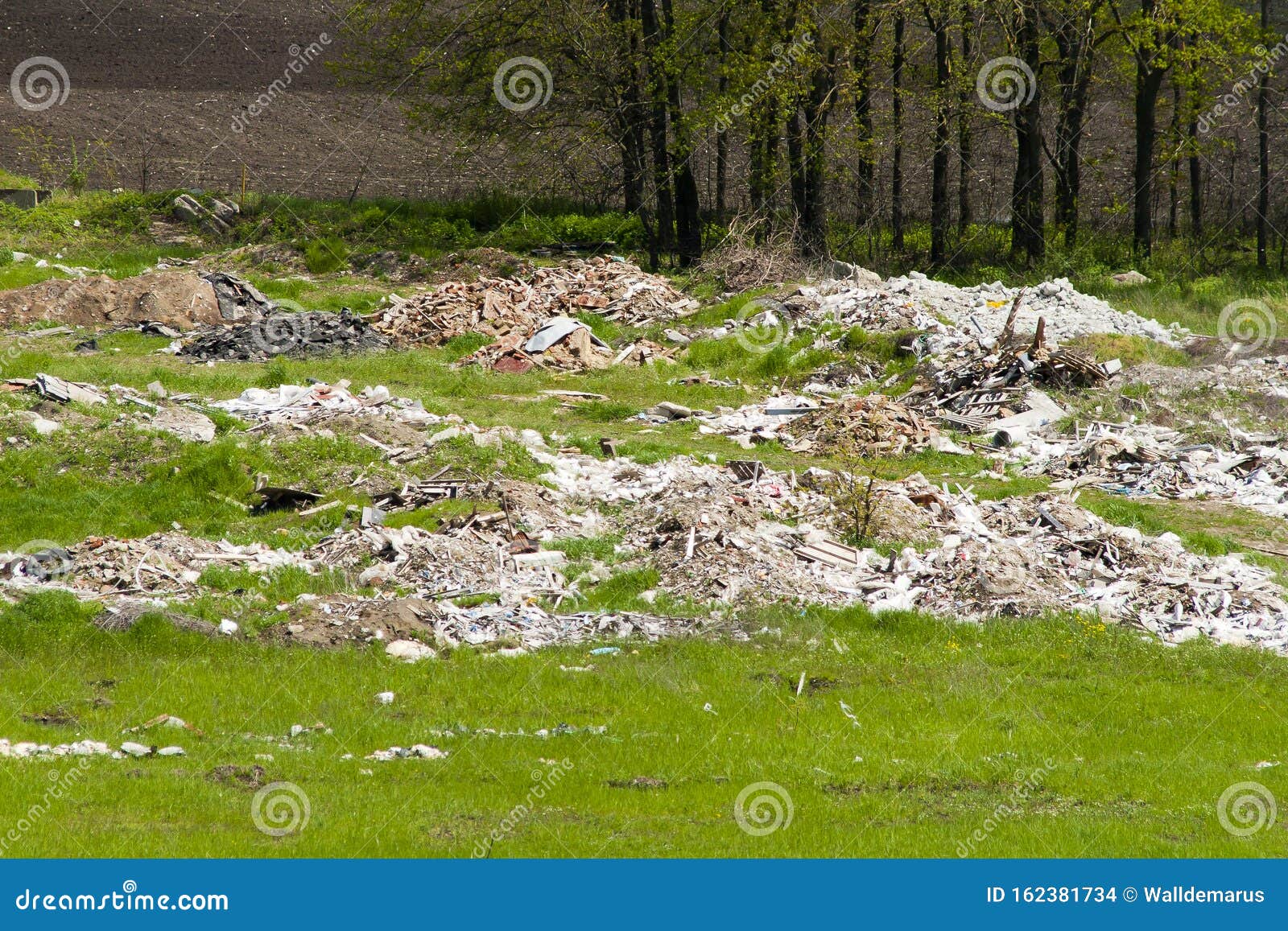 Unauthorized Dump on the Green Grass Stock Photo - Image of ...