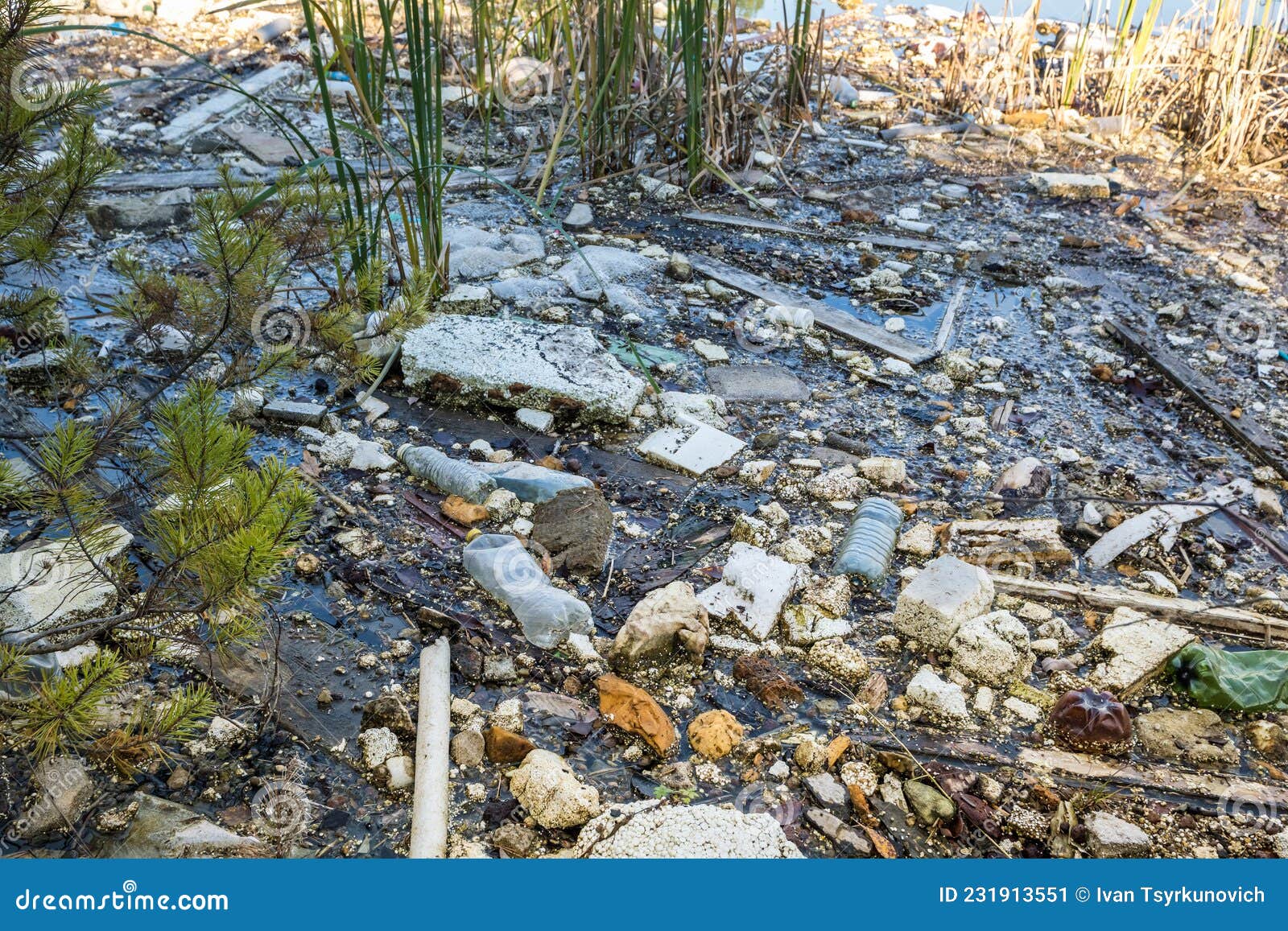 Heaps of Construction Waste, Household Waste, Foam and Plastic Bottles ...