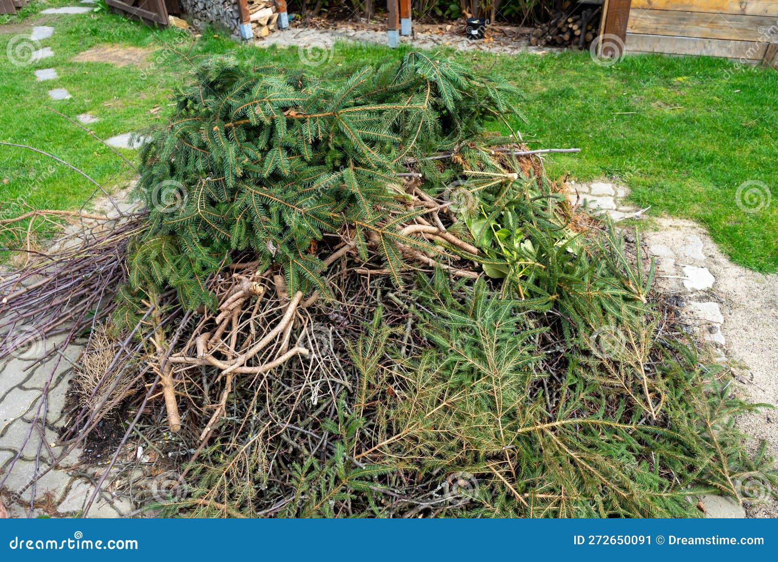 Heaps of Garden Waste for Burning in the Garden Stock Image - Image of ...