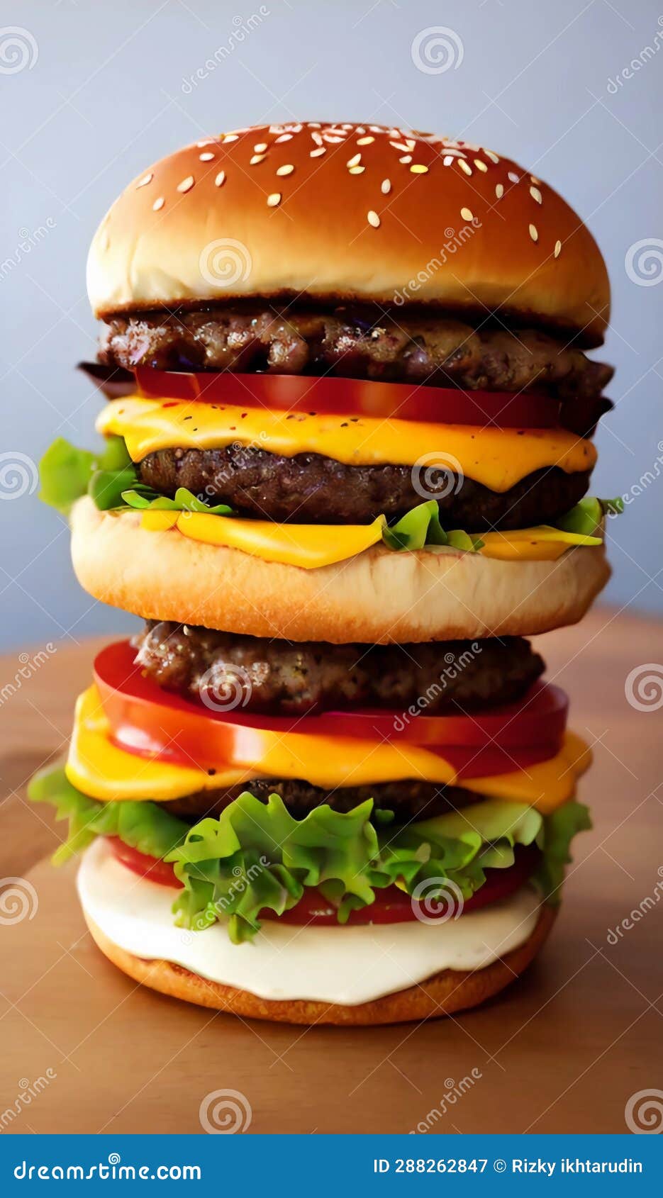 Heaps of Multi-layered Burgers that are so Delicious and Tempting Stock ...