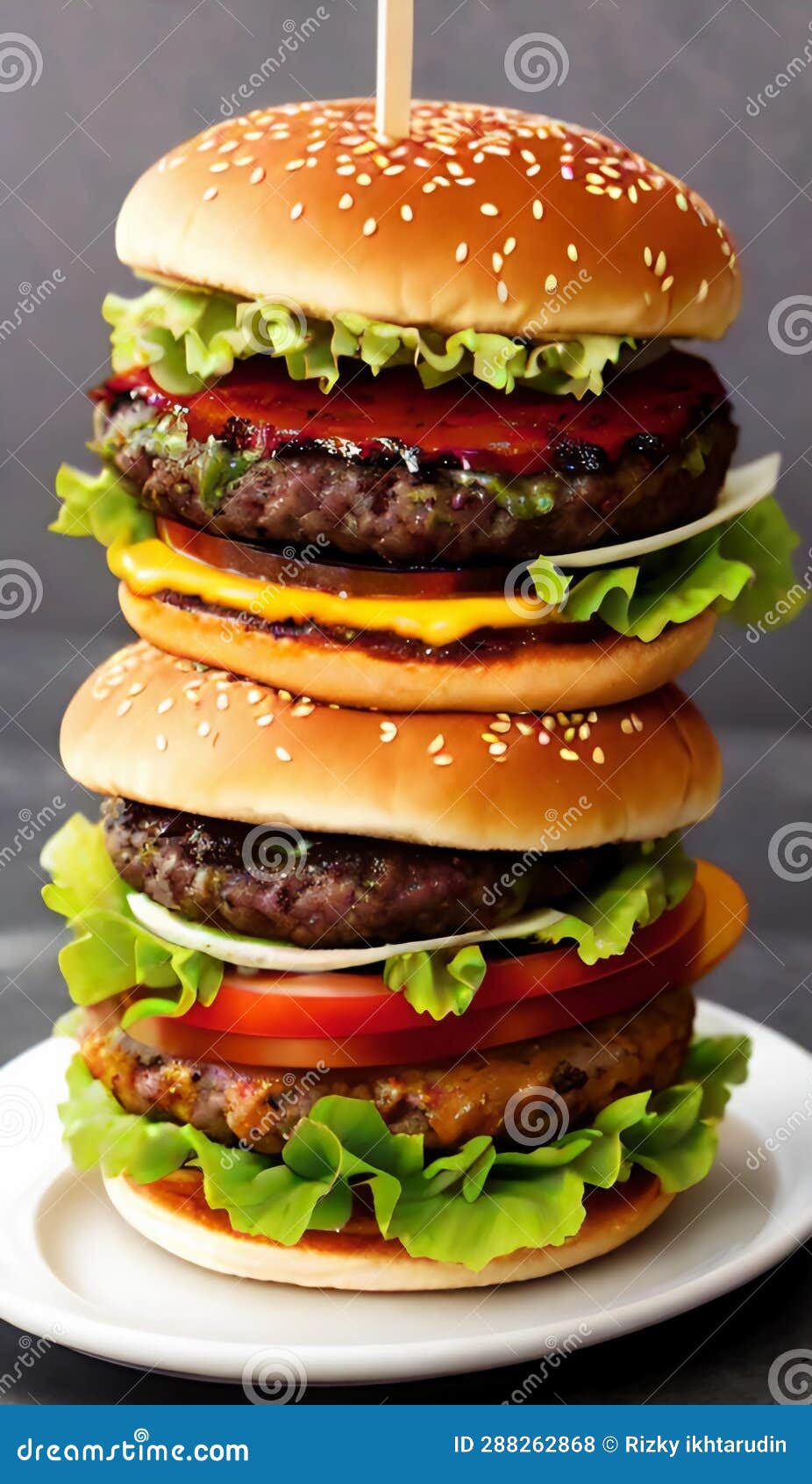 Heaps of Multi-layered Burgers that are so Delicious and Tempting Stock ...