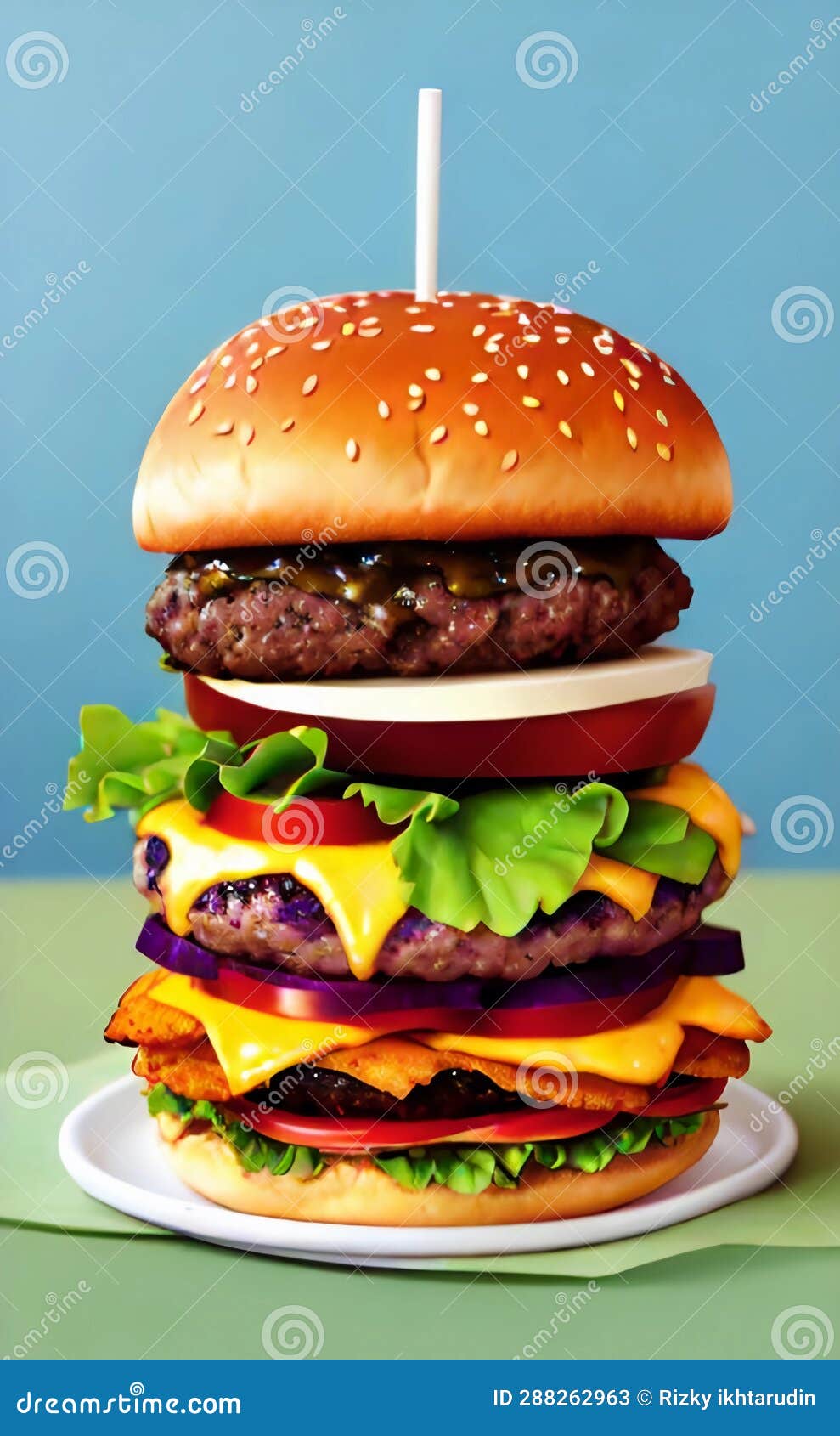 Heaps of Multi-layered Burgers that are so Delicious and Tempting Stock ...