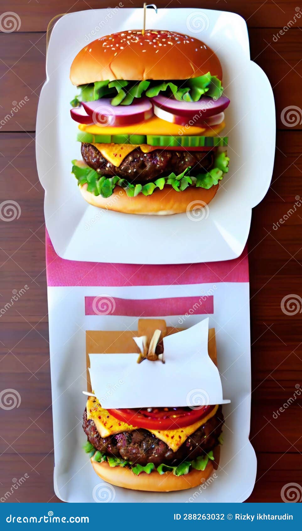 Heaps of Multi-layered Burgers that are so Delicious and Tempting Stock ...