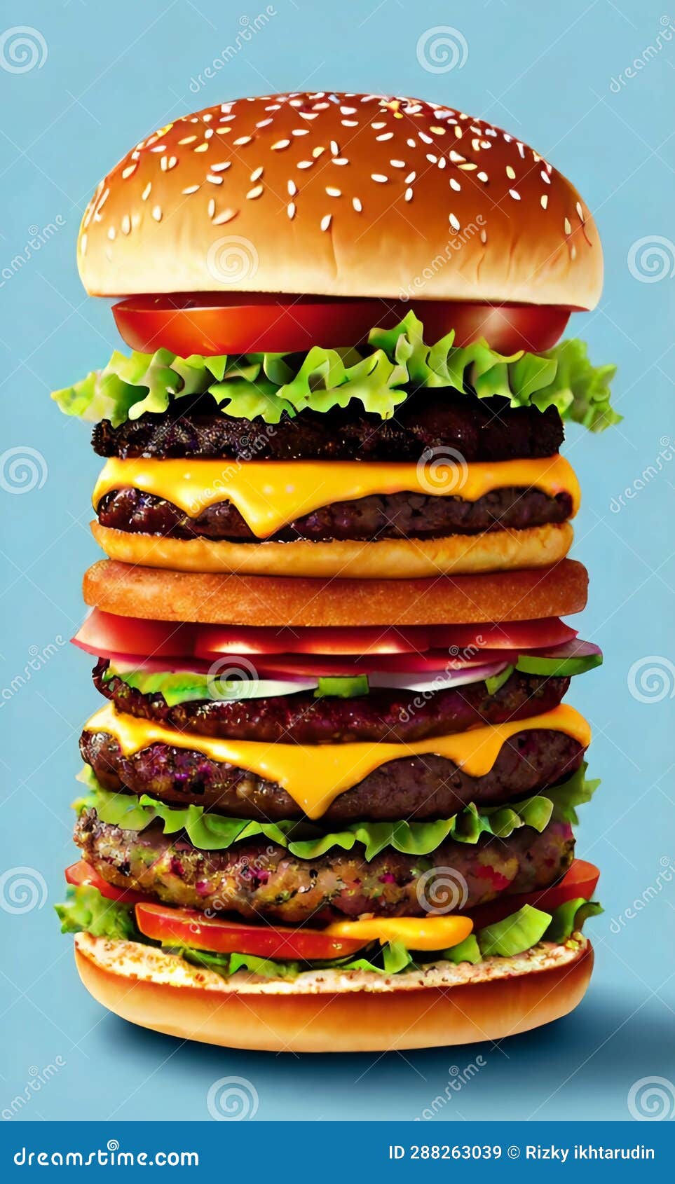 Heaps of Multi-layered Burgers that are so Delicious and Tempting Stock ...