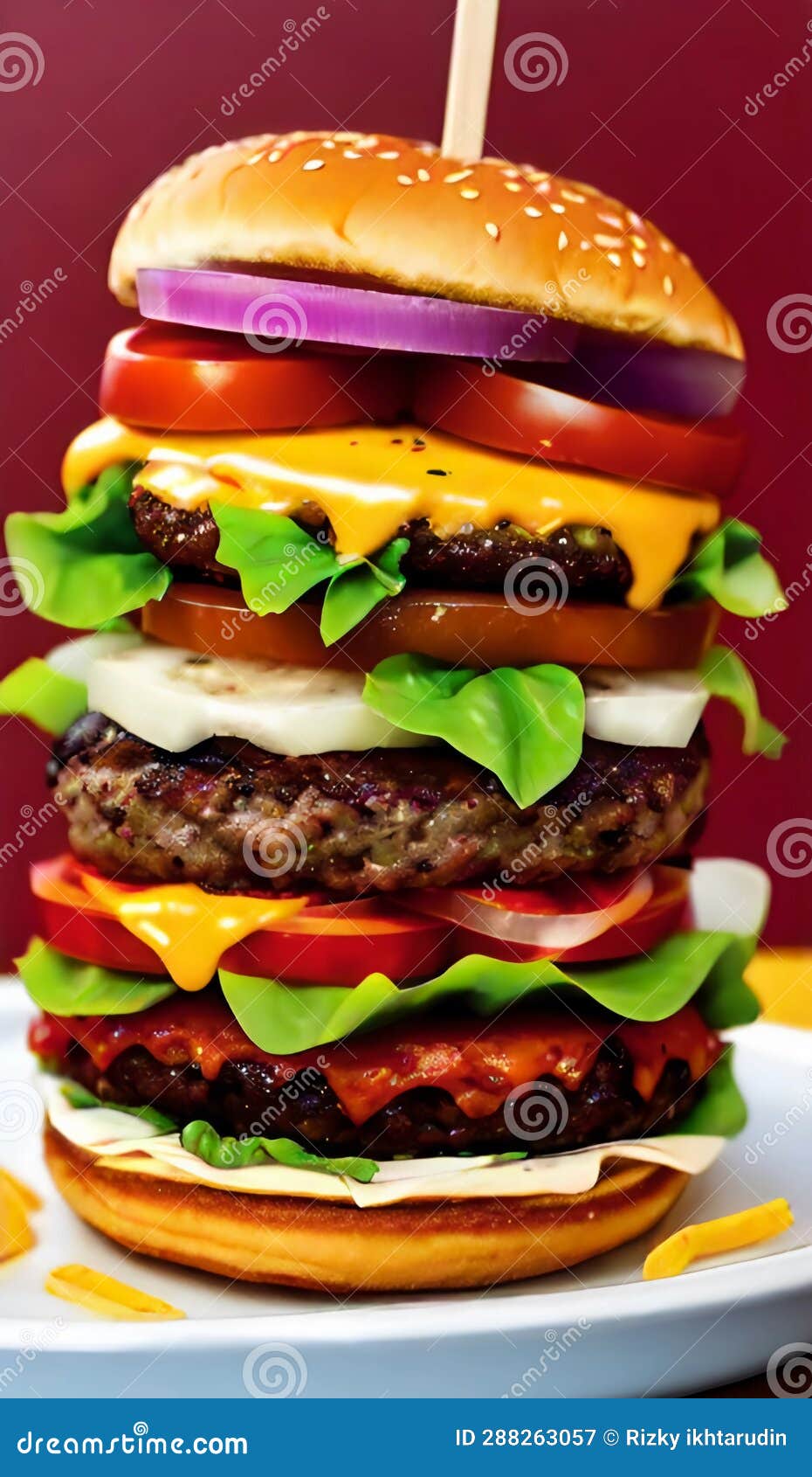 Heaps of Multi-layered Burgers that are so Delicious and Tempting Stock ...