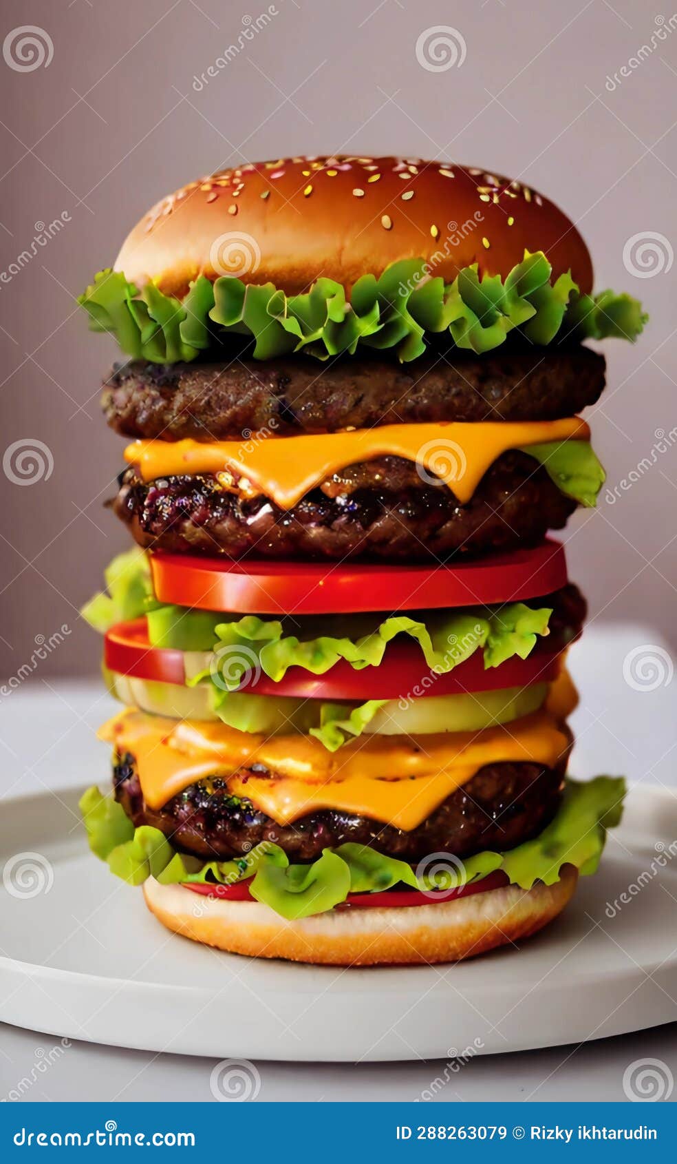 Heaps of Multi-layered Burgers that are so Delicious and Tempting Stock ...
