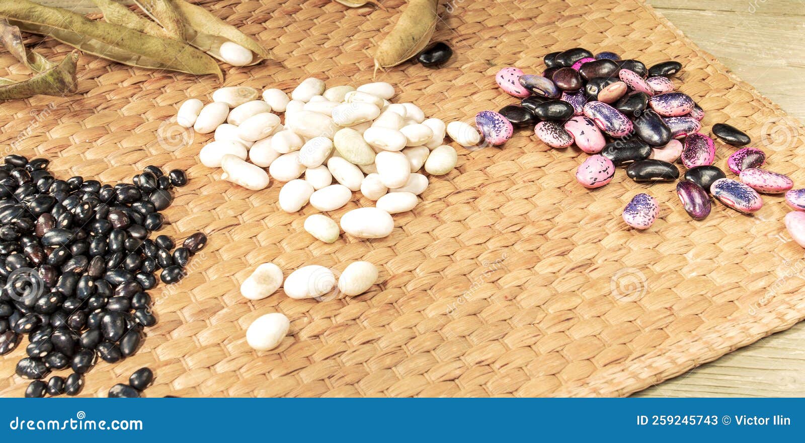 Heaps of Peeled Beans and Empty Pods on a Straw Mat Stock Image - Image ...