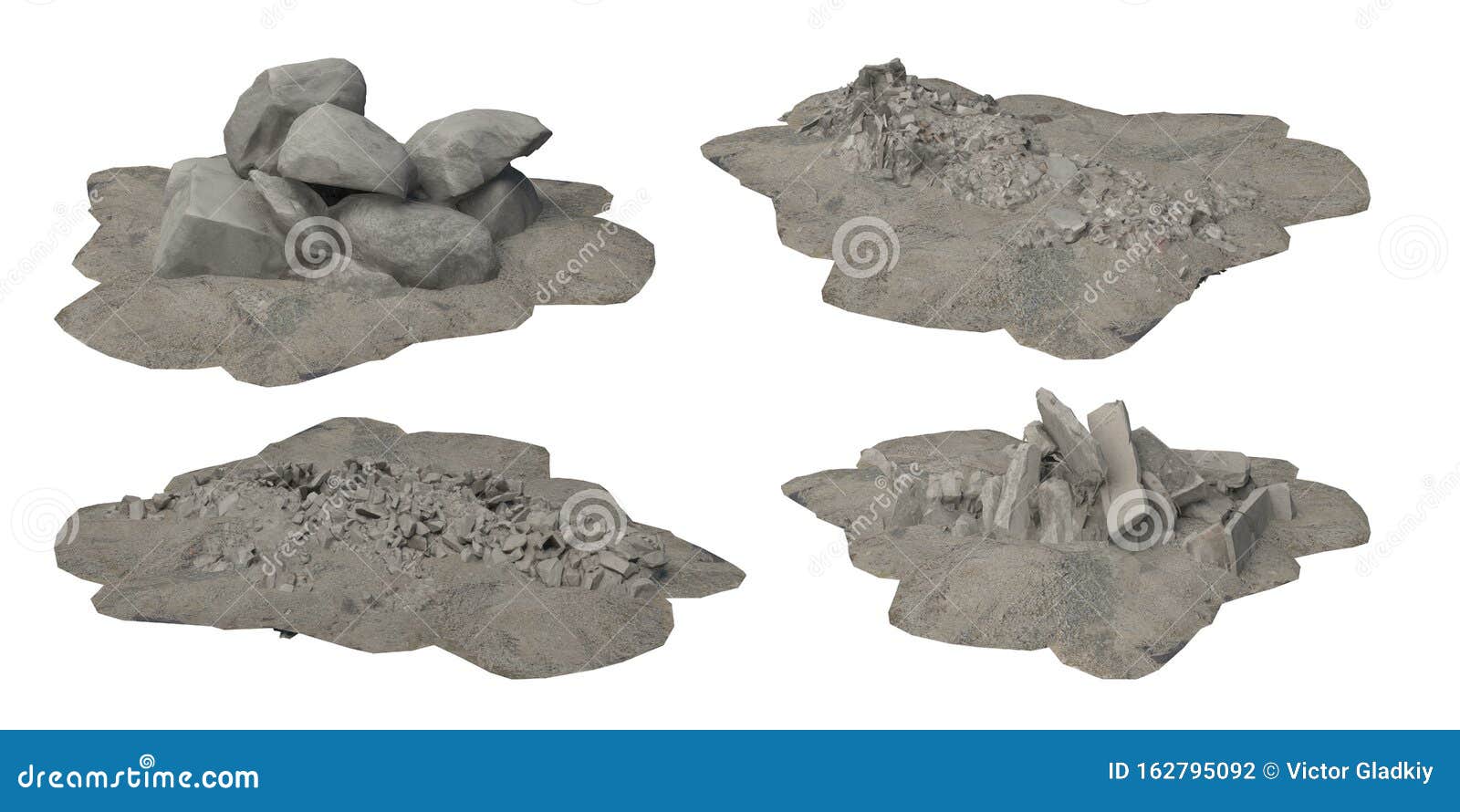 Heaps of Rubble and Debris Isolated on White Background 3d Illustration ...