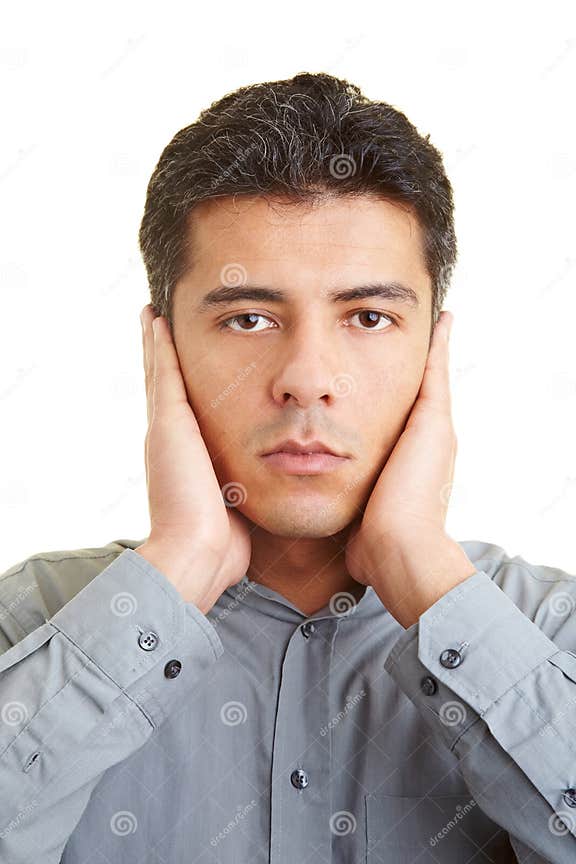 Hear nothing stock image. Image of cover, coward, ears - 10338651