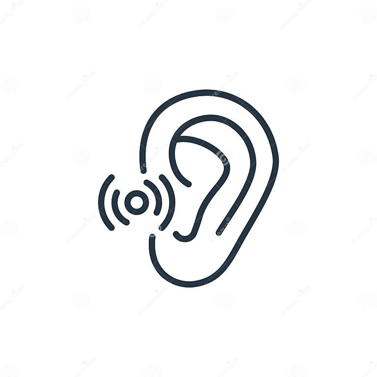 Hear Vector Icon Isolated on White Background. Outline, Thin Line Hear ...